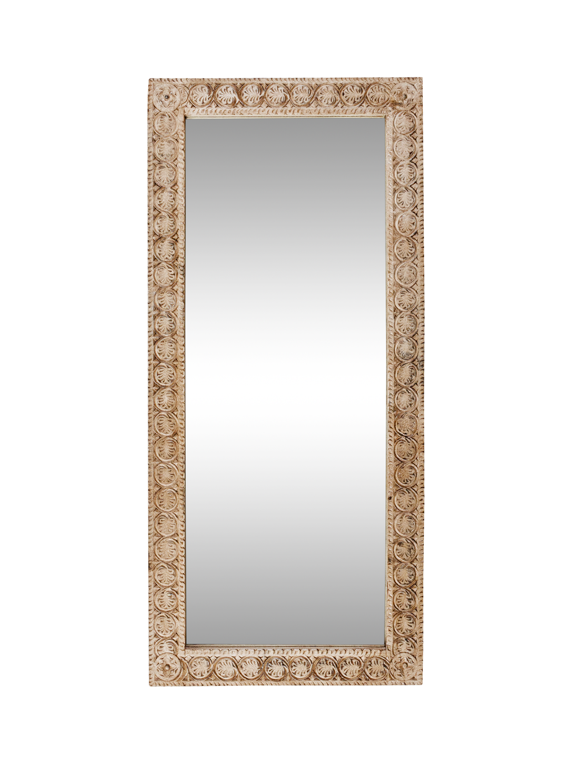 nkuku Tannir Hand Carved Mango Wood Full Length Wall Mirror, 166 x 75cm ...