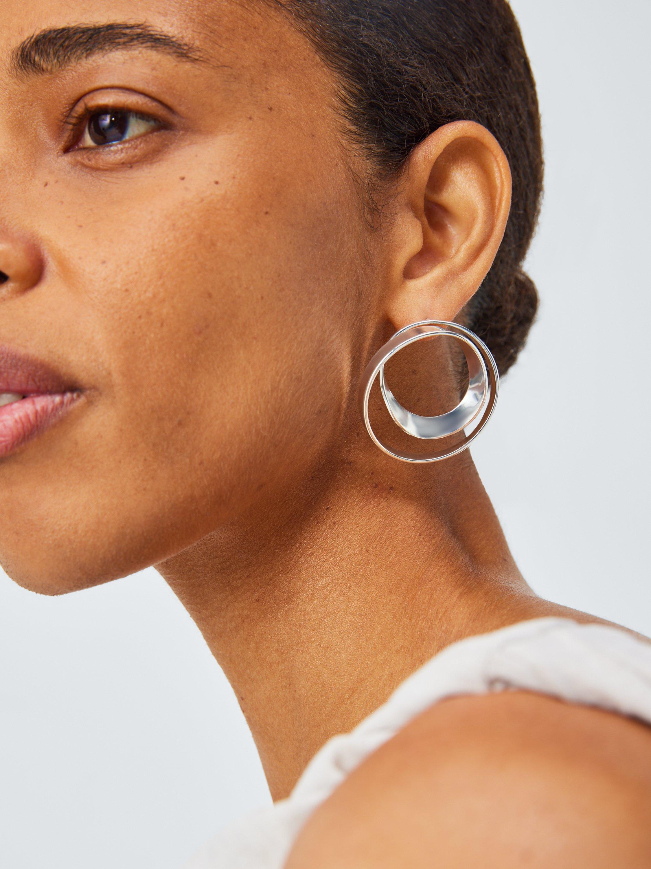 John Lewis Double Circle Stud Earring, Silver