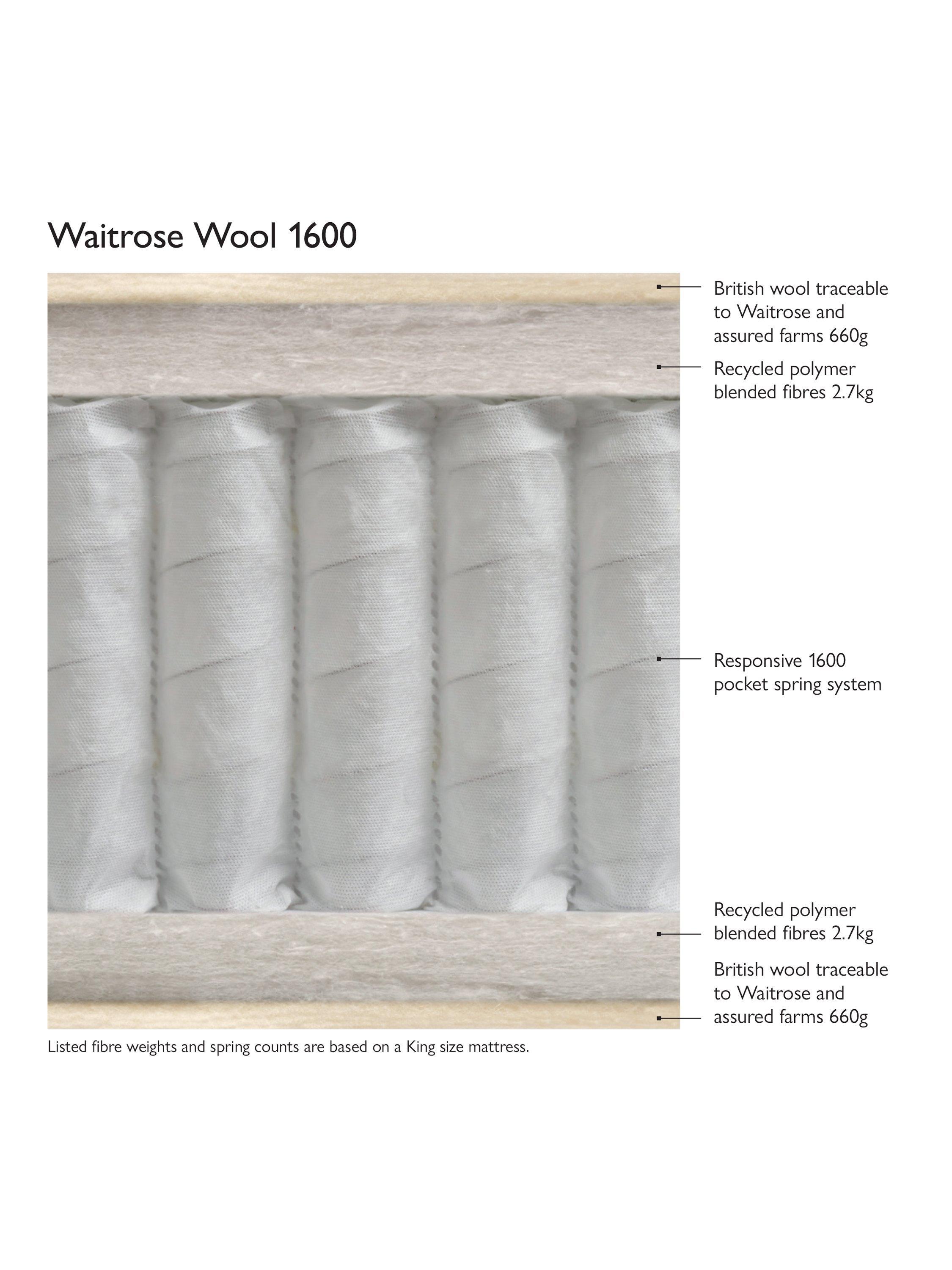 John Lewis Waitrose Wool 1600 Pocket Spring Mattress, Medium Firm ...