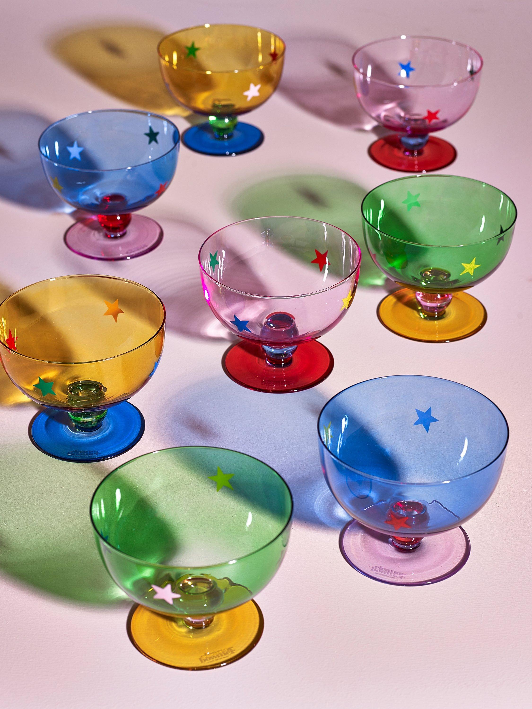 Eleanor Bowmer Star Footed Glass Dessert Bowls, Set of 4, 12.5cm, Multi