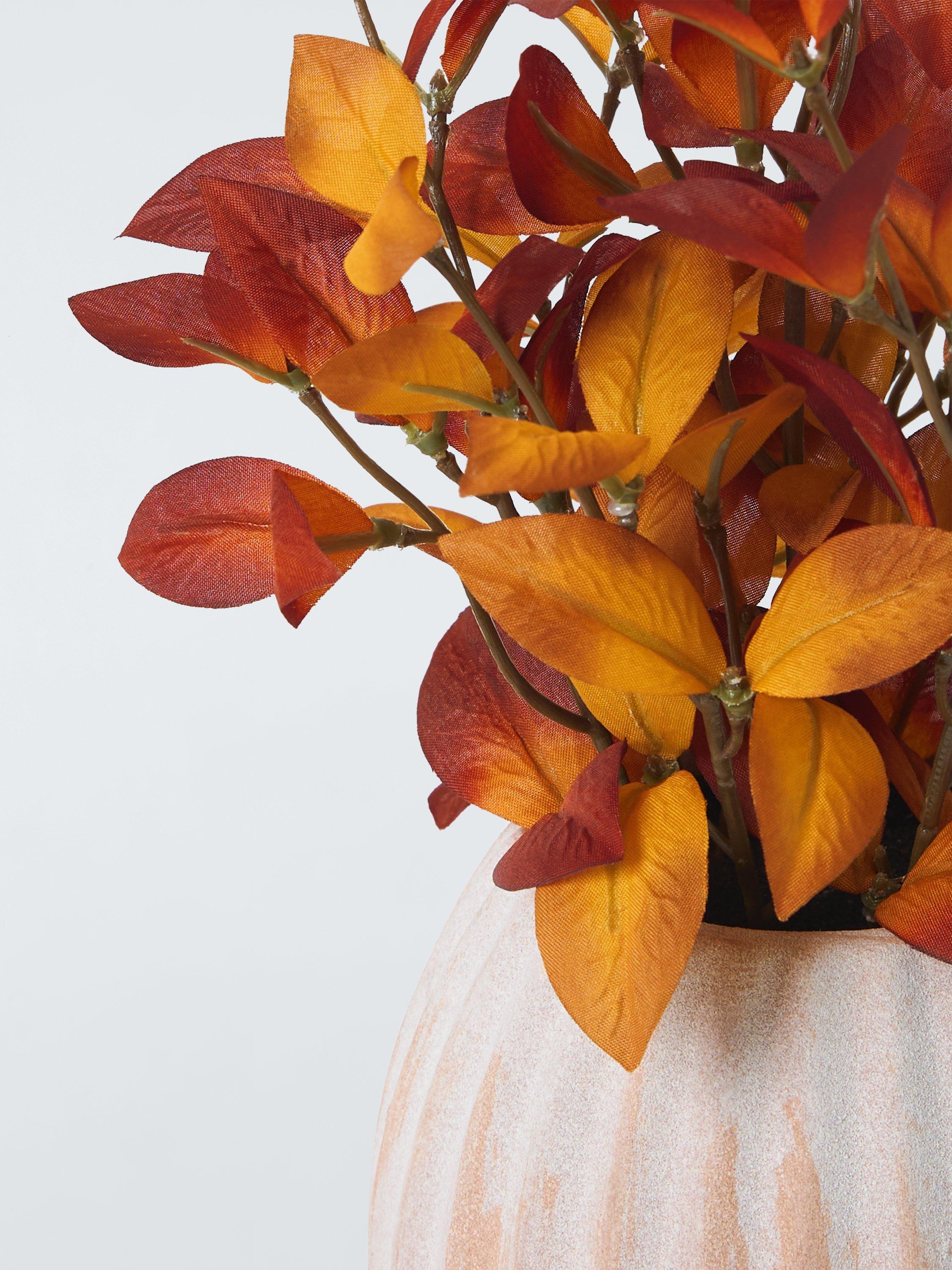 John Lewis Artificial Autumnal Leaf Plant in Ribbed Ceramic Pot, H28cm ...