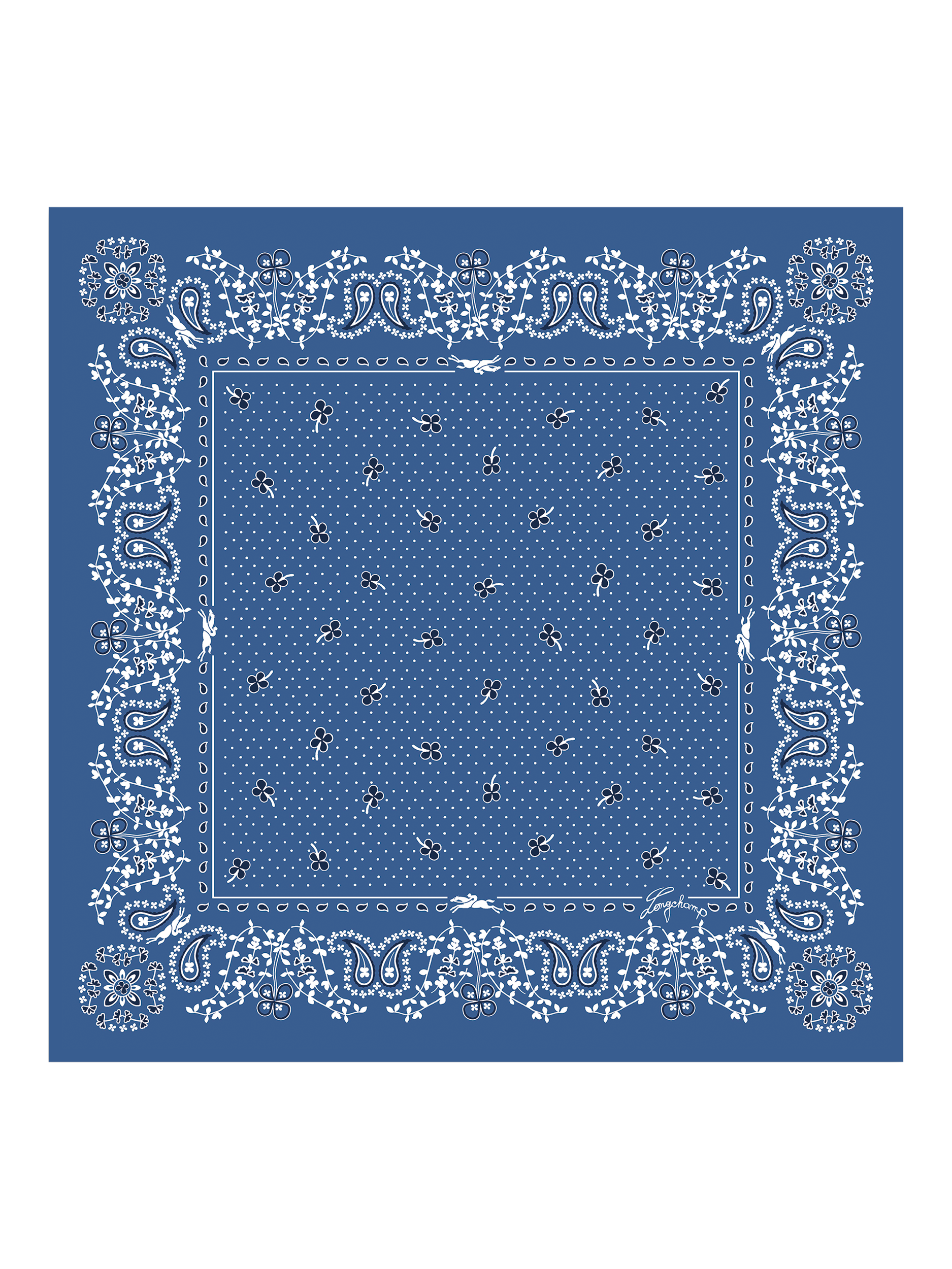 Longchamp Bandana Silk Scarf, Cobalt Blue