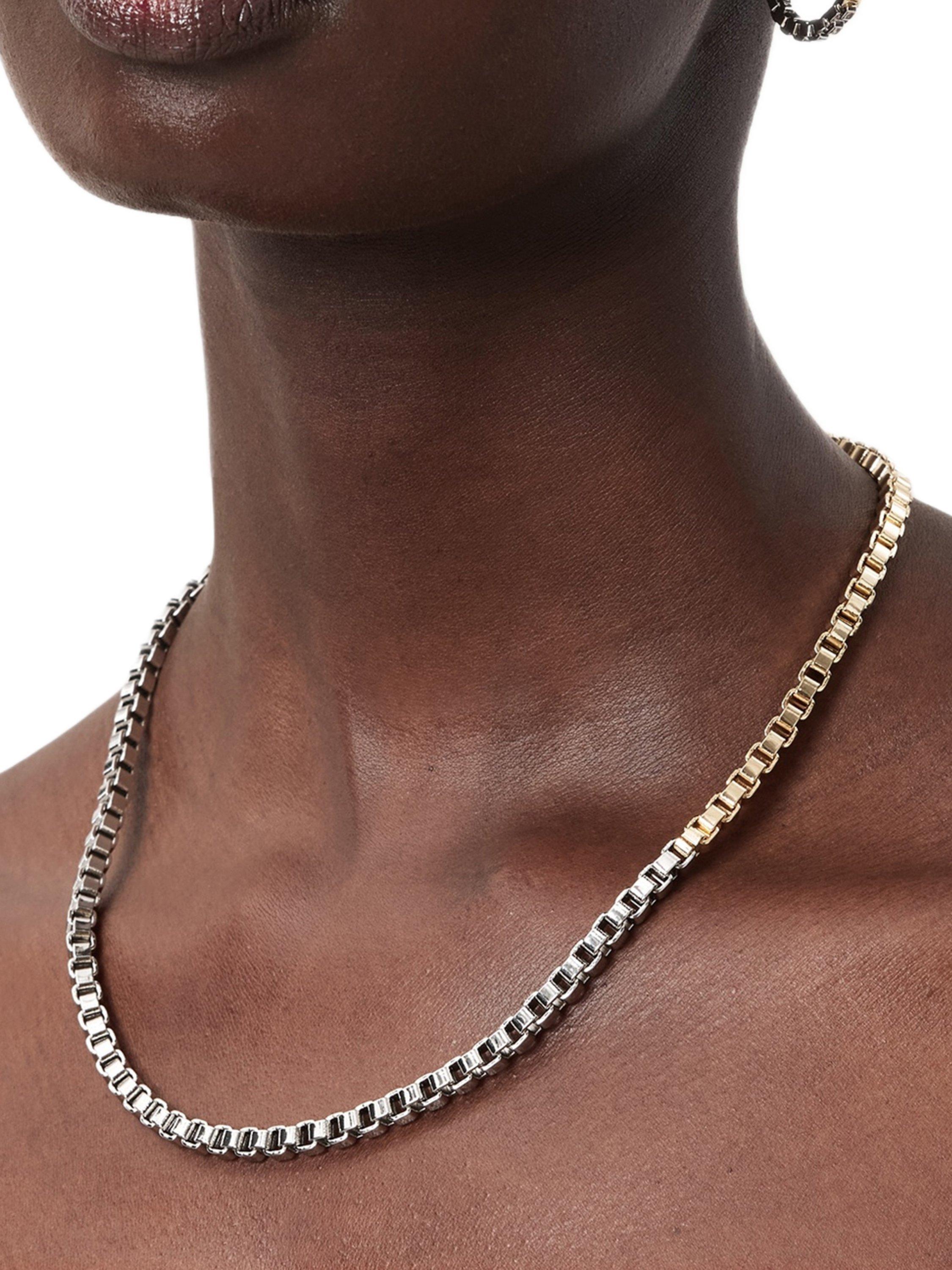 AllSaints Two Tone Collar Chain Necklace, Gold/Silver
