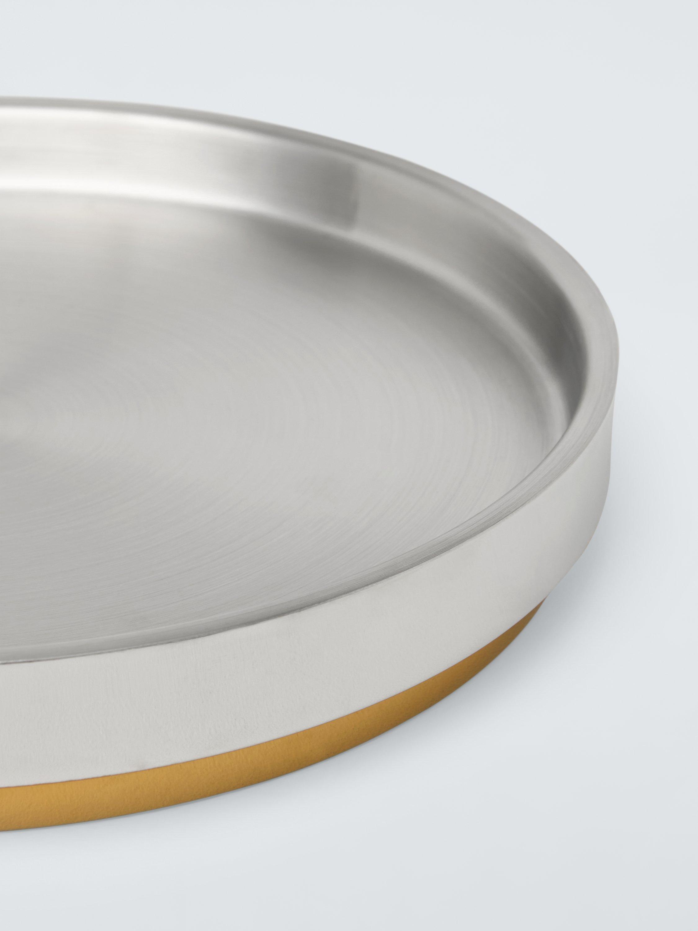 Vintage Round Stainless Steel Cocktail Drinks Tray, Gold | John Lewis