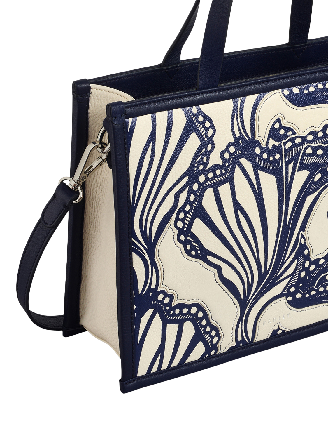 Radley Under The Sea Leather Multiway Grab Bag, Chalk/Navy