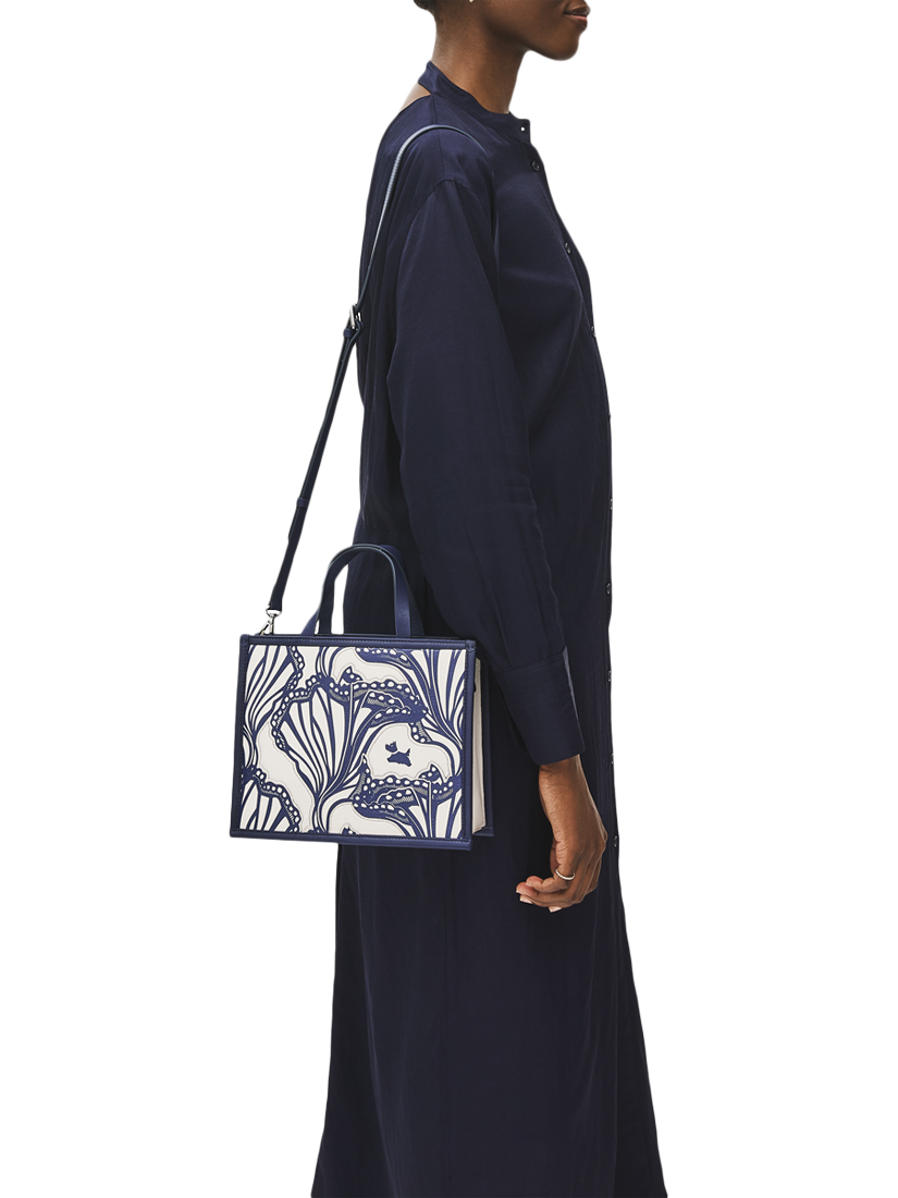 Radley Under The Sea Leather Multiway Grab Bag, Chalk/Navy