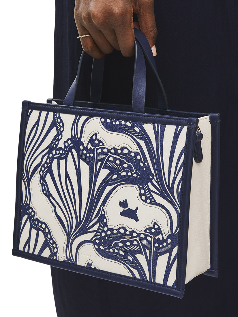 Radley Under The Sea Leather Multiway Grab Bag, Chalk/Navy