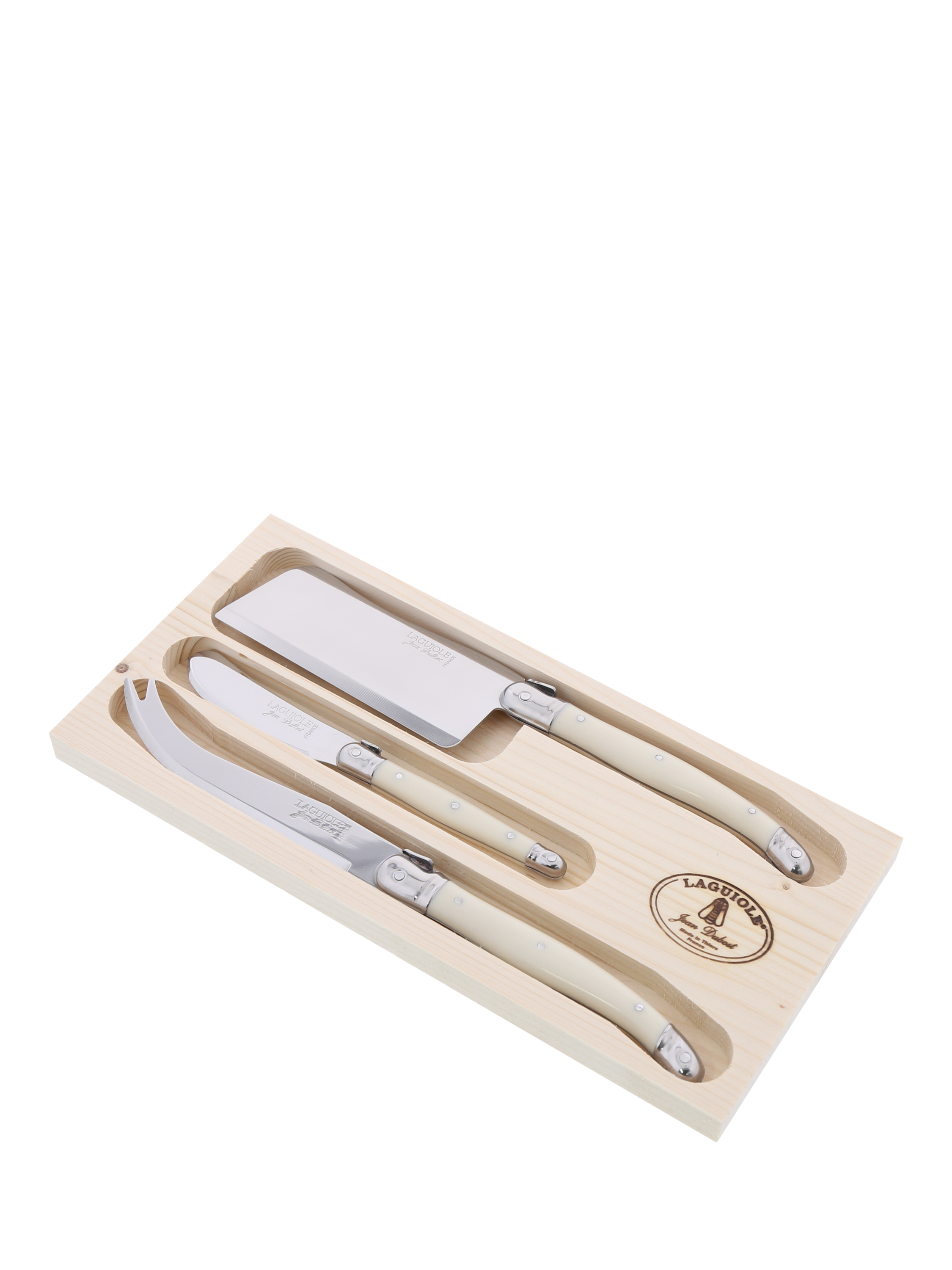 Laguiole Stainless Steel Cheese Knife Gift Set, 3 Piece, Ivory