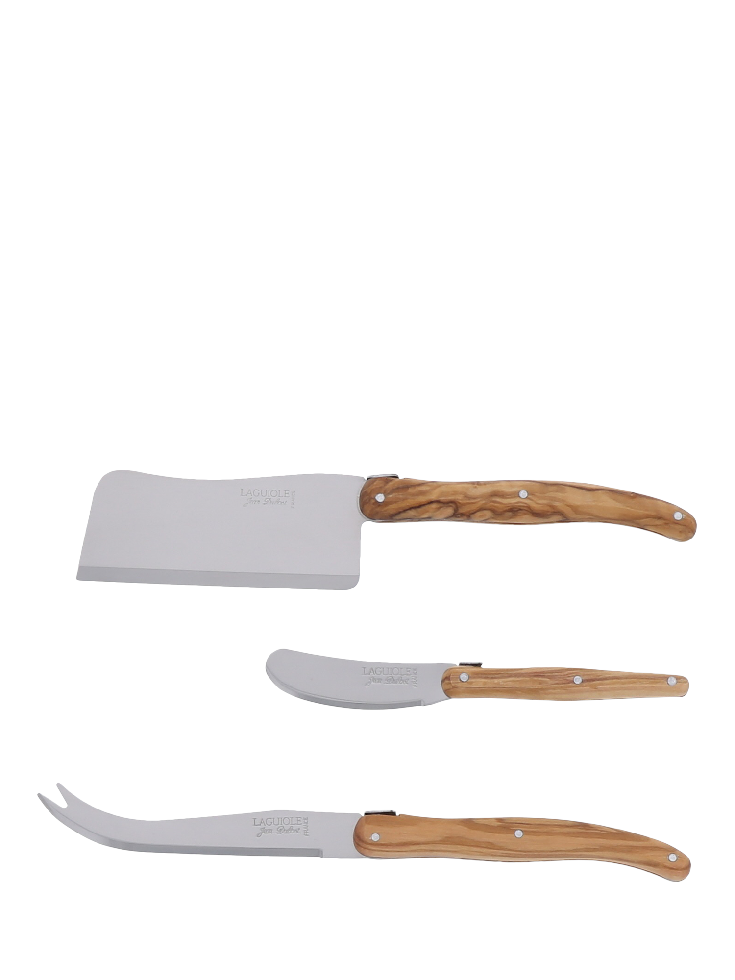 Laguiole Stainless Steel Cheese Knife Gift Set, 3 Piece, Olive Wood