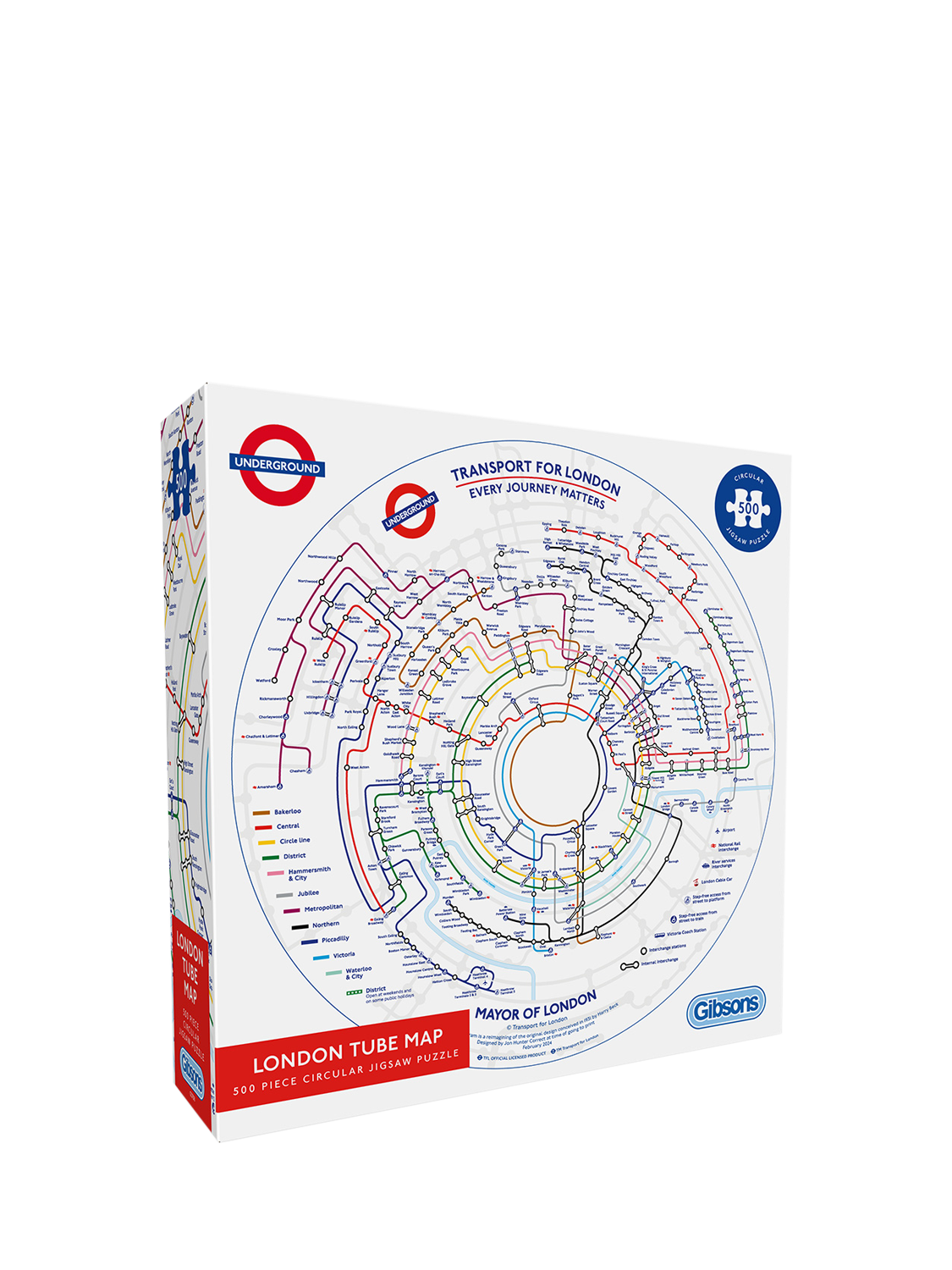 Gibsons TFL London Underground Circular Tube Map Jigsaw Puzzle, 500 Pieces