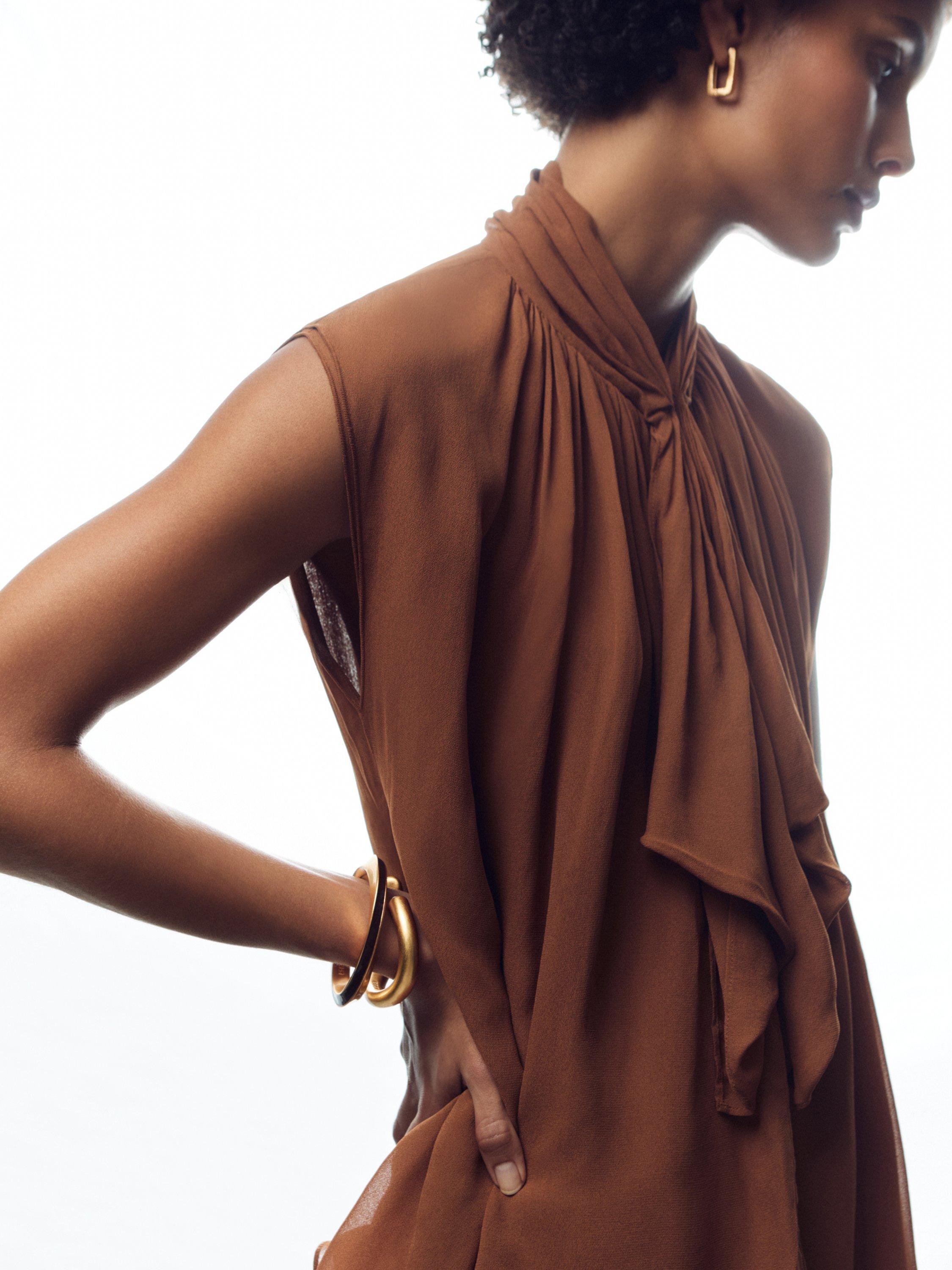 Reiss Thea Twist Enamel Cuff, Gold/Burgundy
