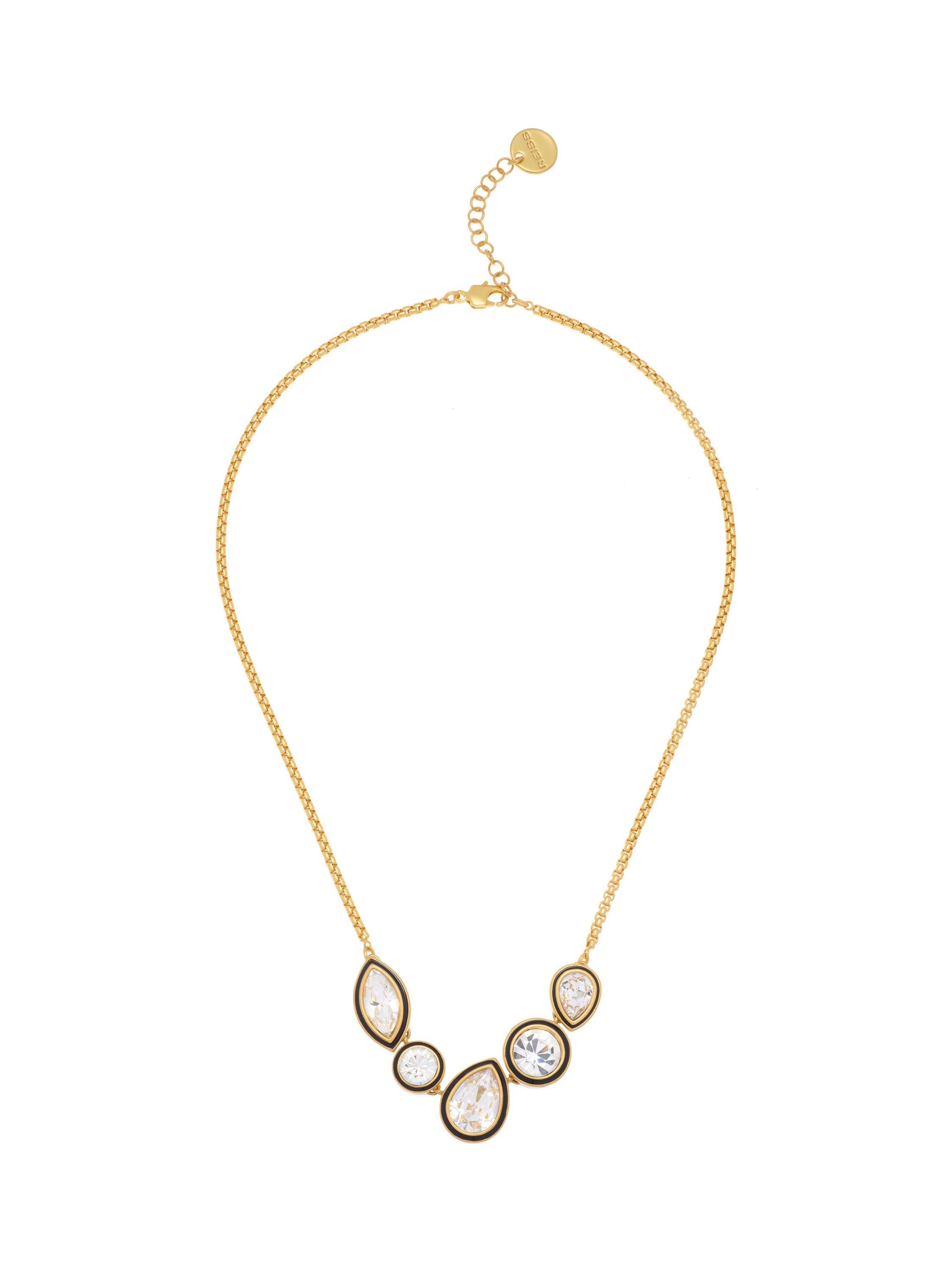 Reiss Cristina Crystal Rock Enamel Pendant Necklace, Gold