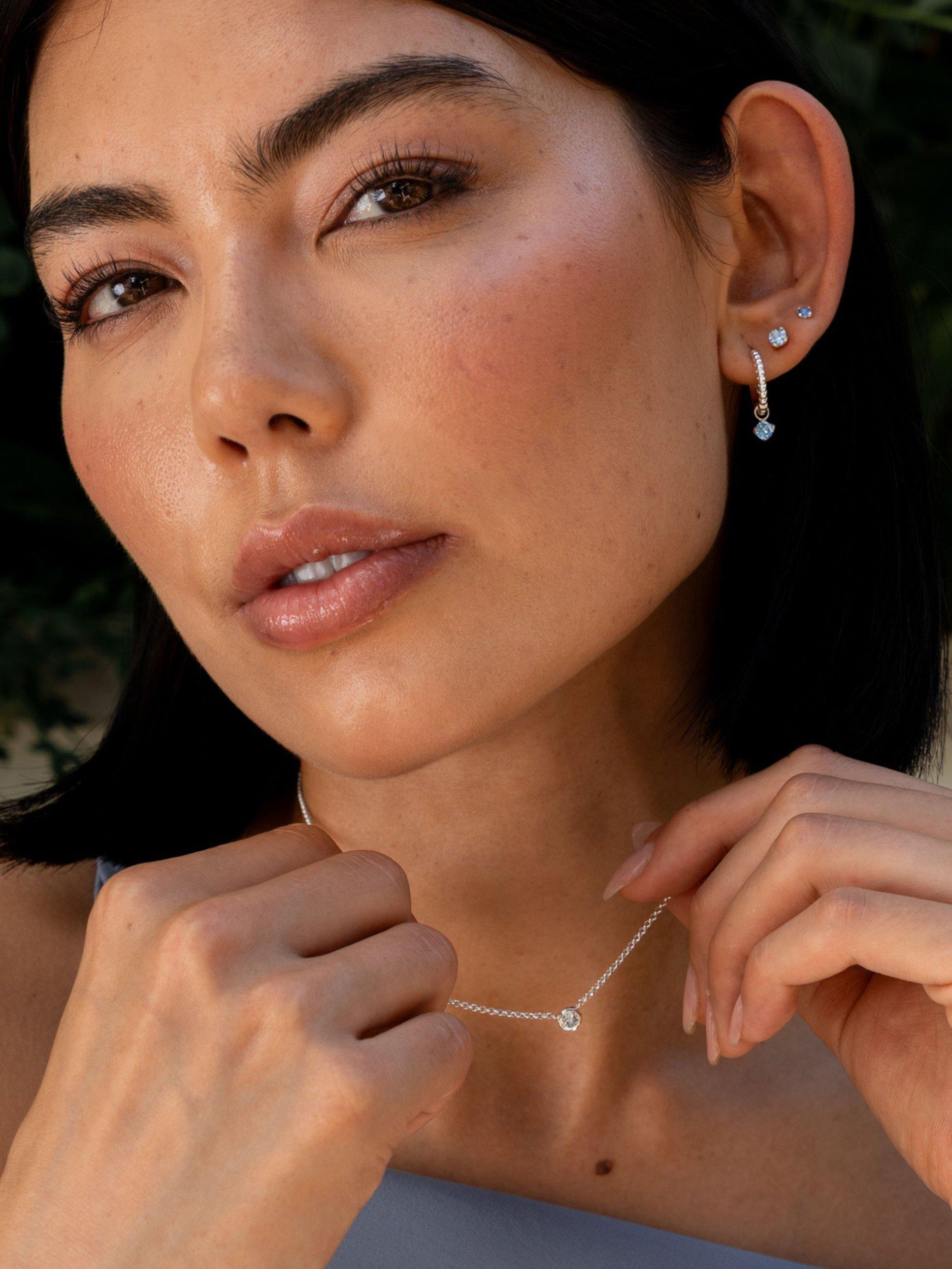 Dower & Hall 4mm Aquamarine Dewdrop Chain Necklace, Silver