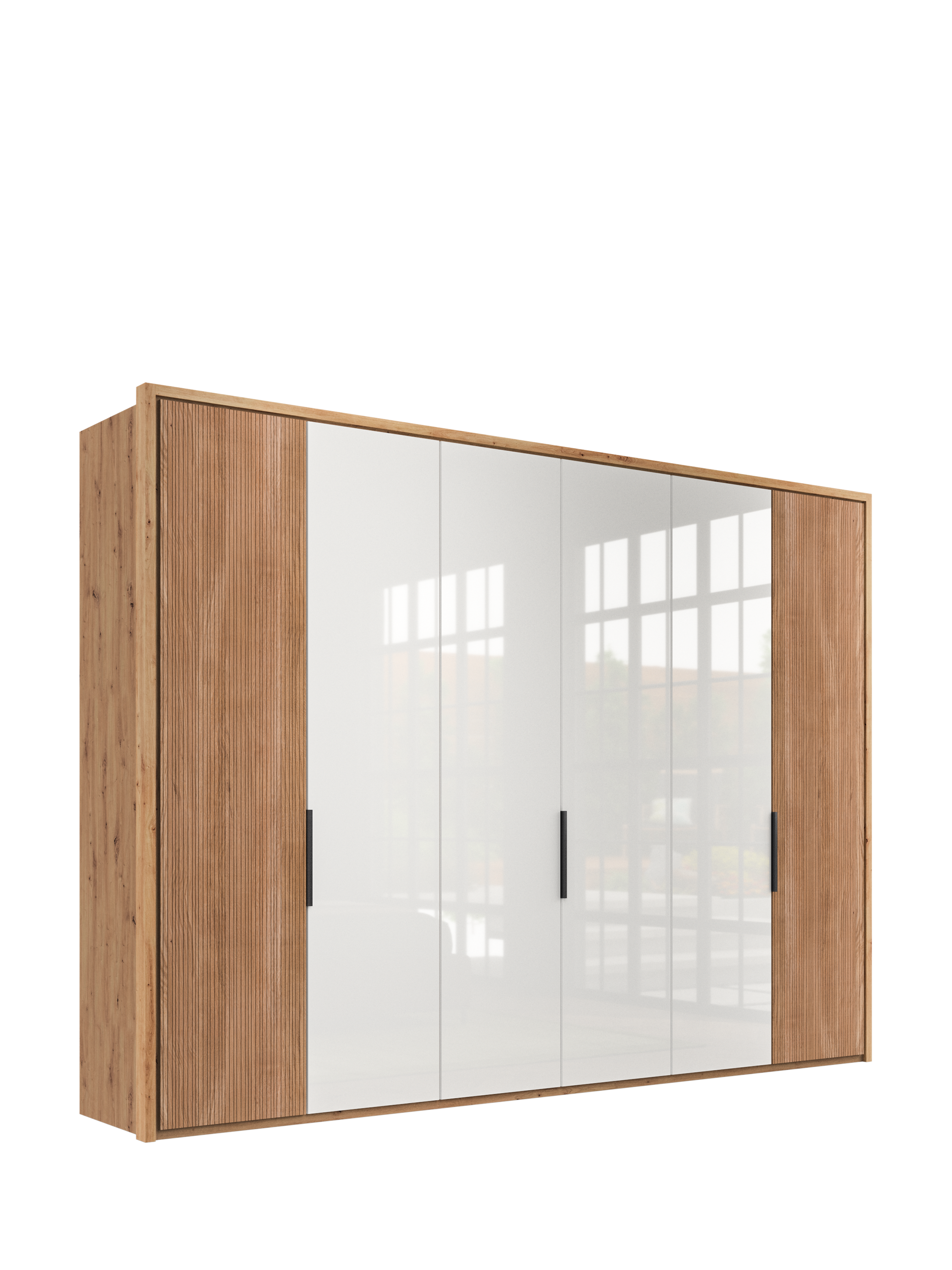 John Lewis Aspen 3m Hinged Wardrobe with 4 Glass Doors & 2 Wooden Doors