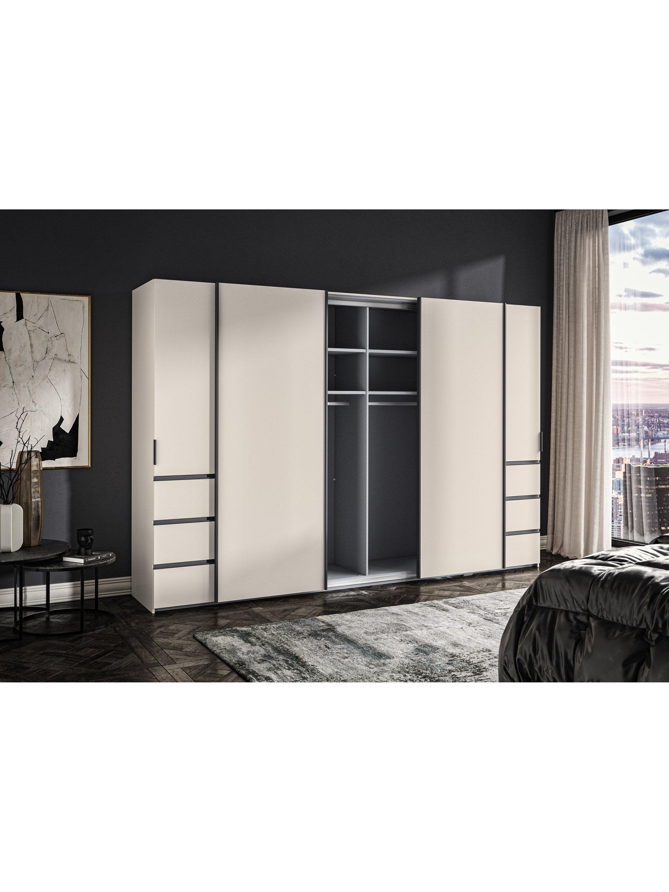 John Lewis Ascot 3.3m Sliding Wardrobe with 4 Doors & 6 Drawers, Champagne