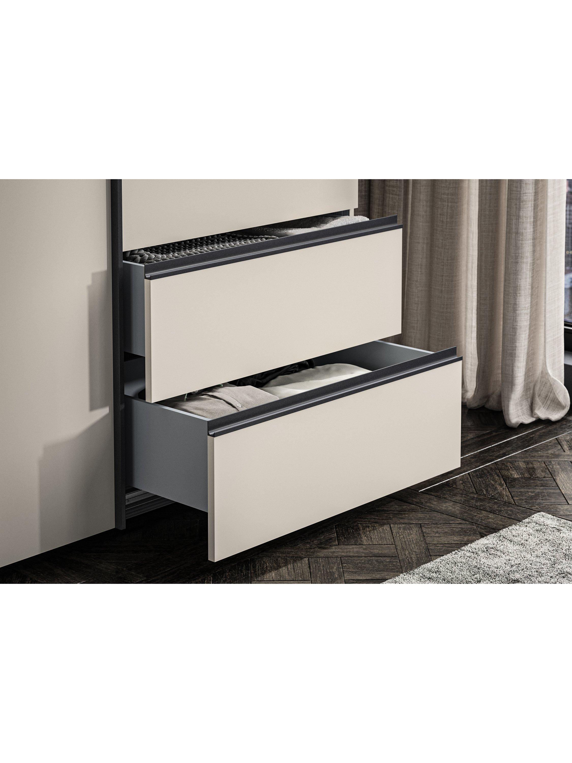 John Lewis Ascot 3.3m Sliding Wardrobe with 4 Doors & 6 Drawers, Champagne