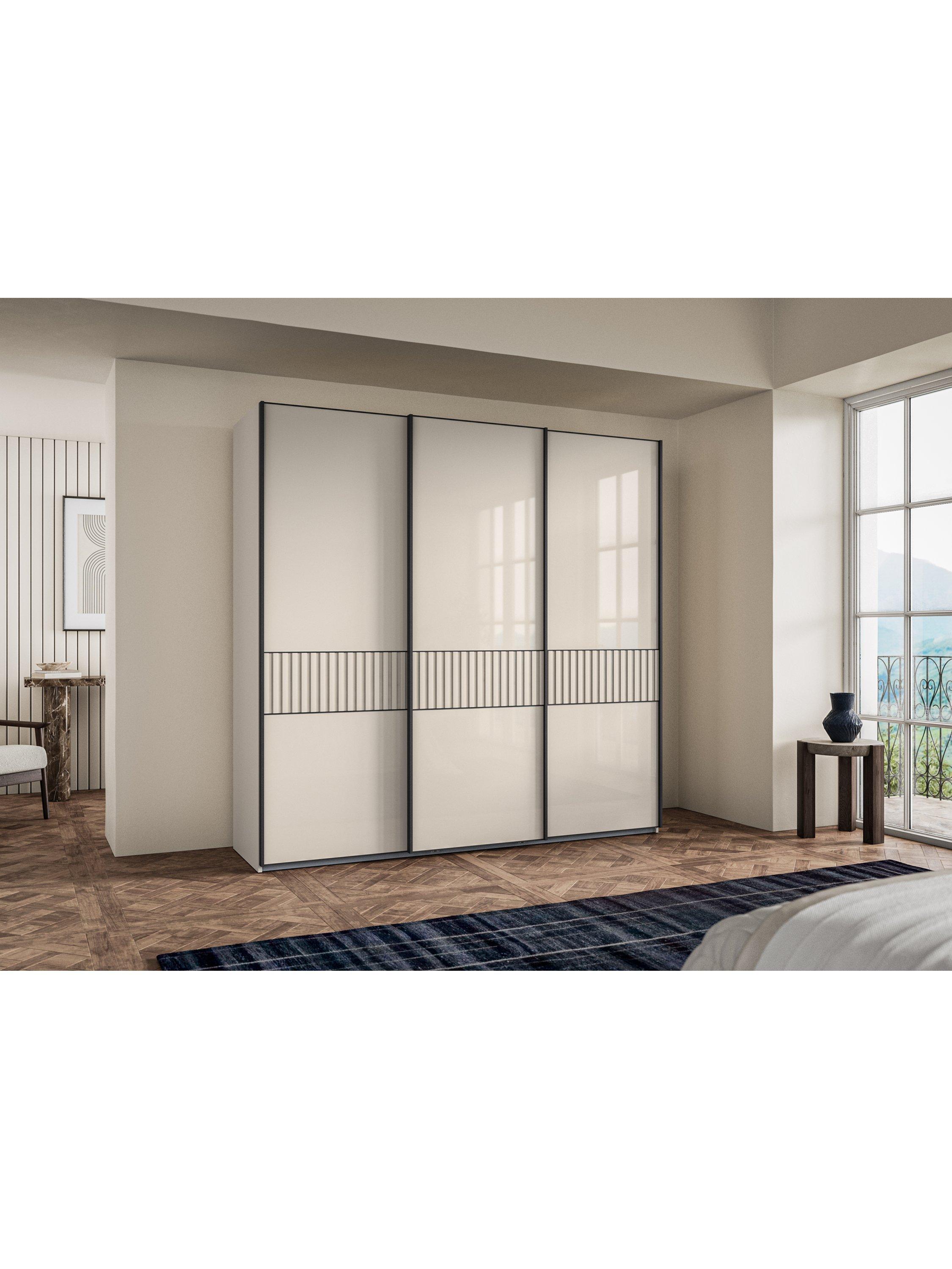 John Lewis Newlyn 2.25m Sliding Wardrobe with 3 Glass Doors