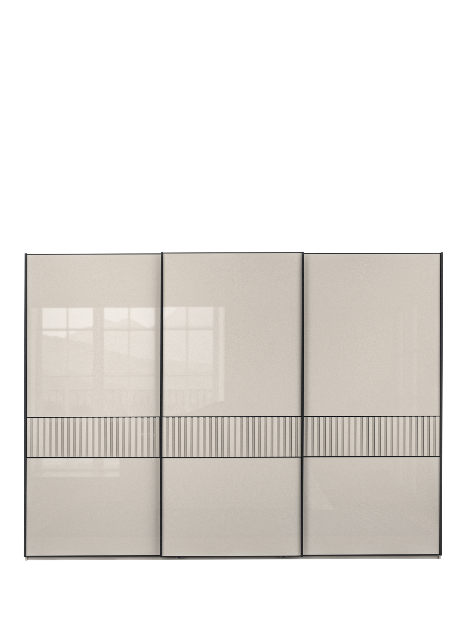 John Lewis Newlyn 3m Sliding Wardrobe with 3 Glass Doors, Champagne
