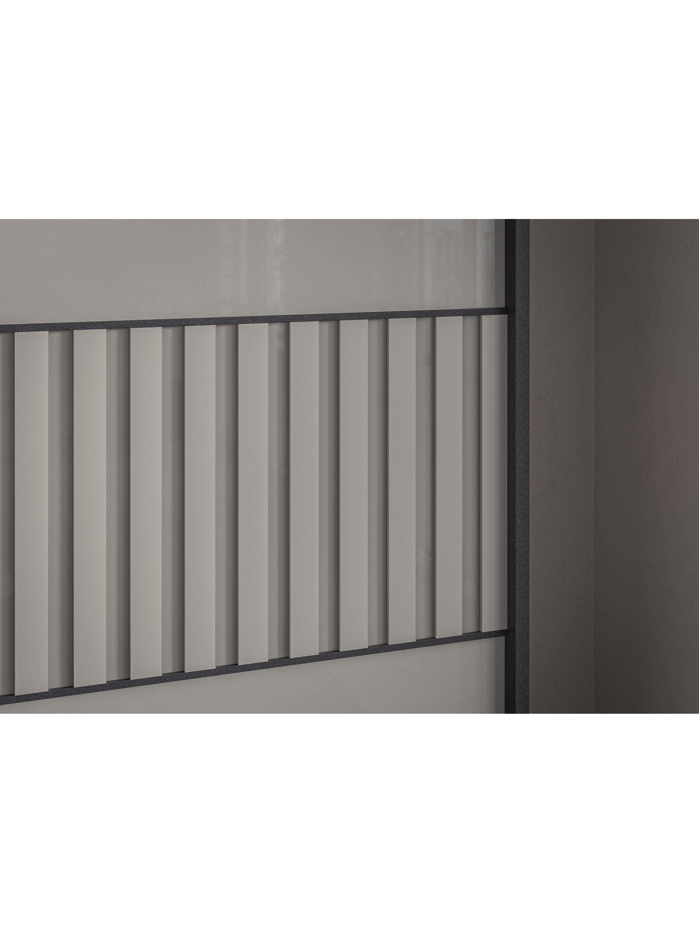 John Lewis Newlyn 3m Sliding Wardrobe with 3 Glass Doors, Pebble Grey