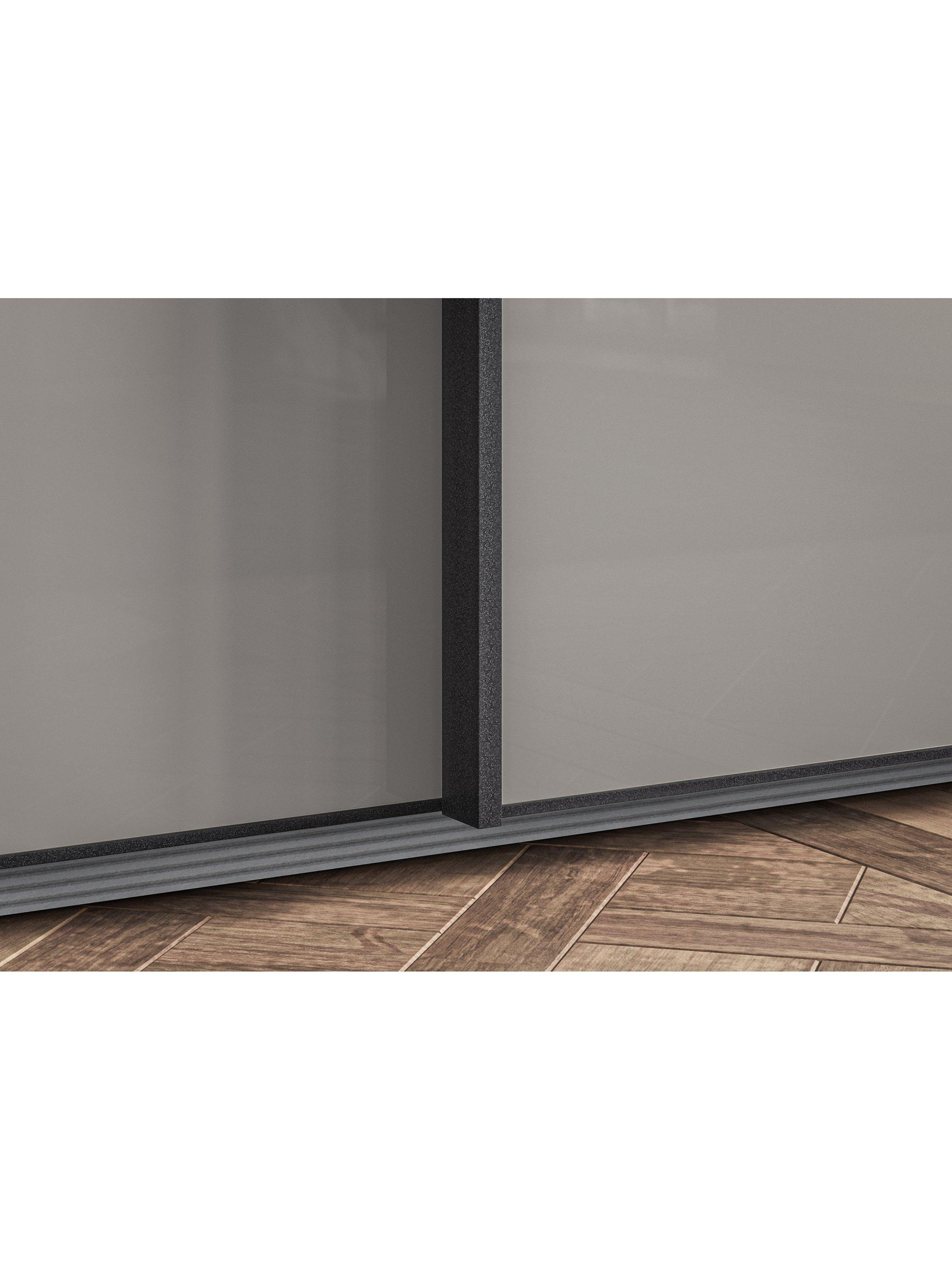 John Lewis Newlyn 3m Sliding Wardrobe with 3 Glass Doors, Pebble Grey