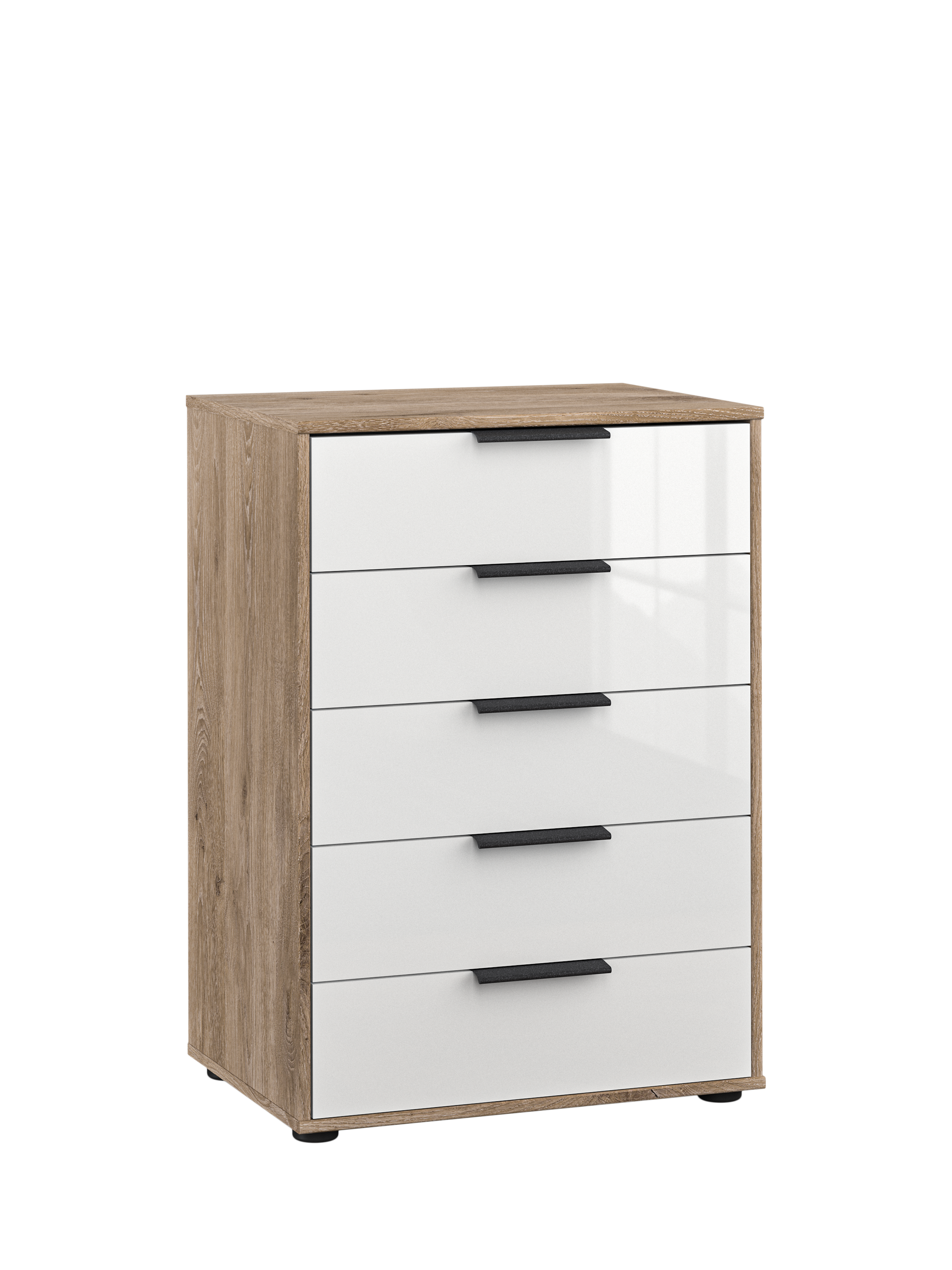 John Lewis Newlyn 5 Glass Drawer Chest, Nordic White