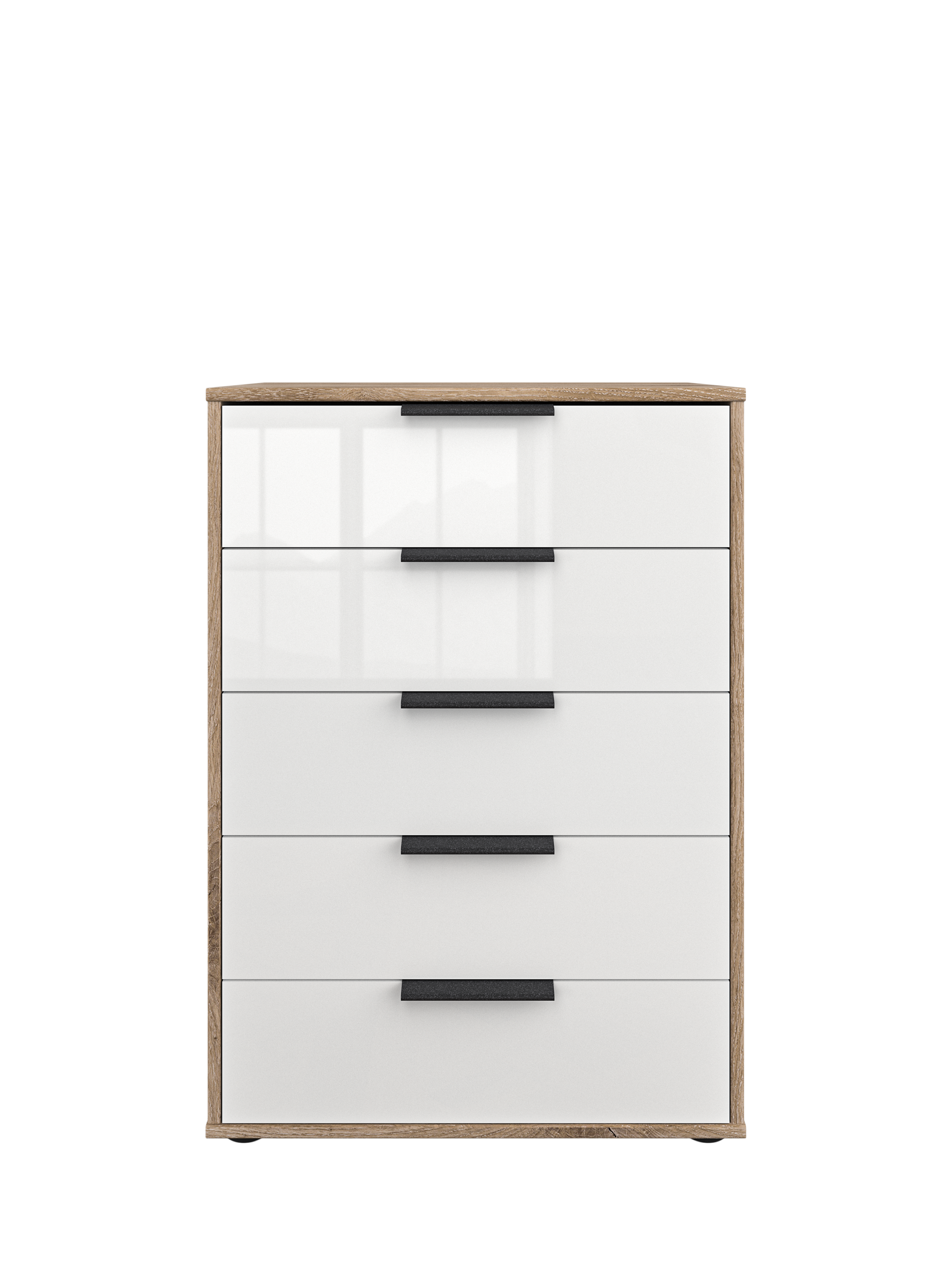 John Lewis Newlyn 5 Glass Drawer Chest, Nordic White