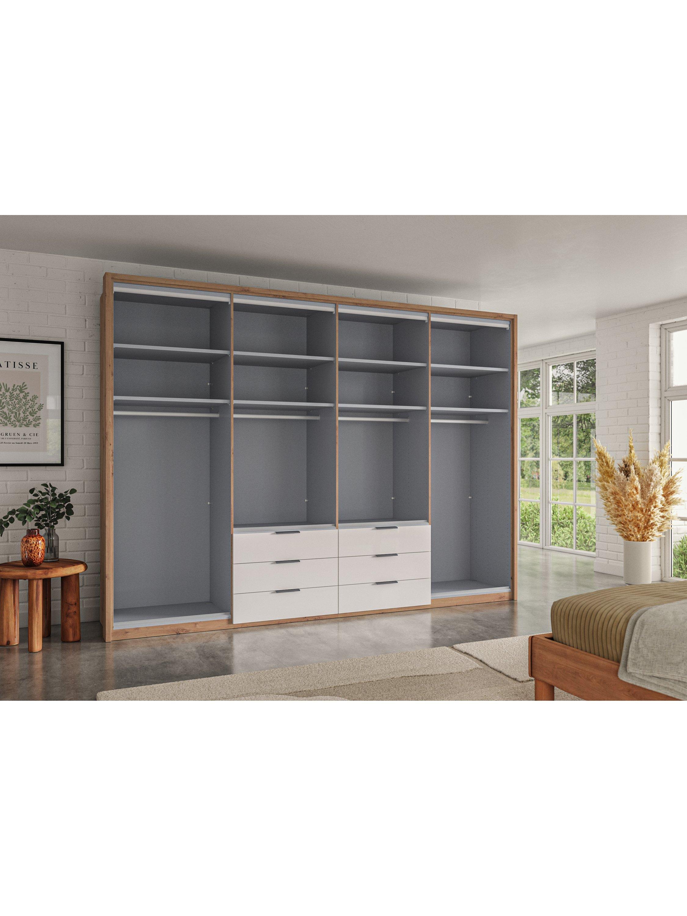 John Lewis Osaka 3m Bi-Fold Wardrobe with 4 Glass Doors, 4 Mirrored ...