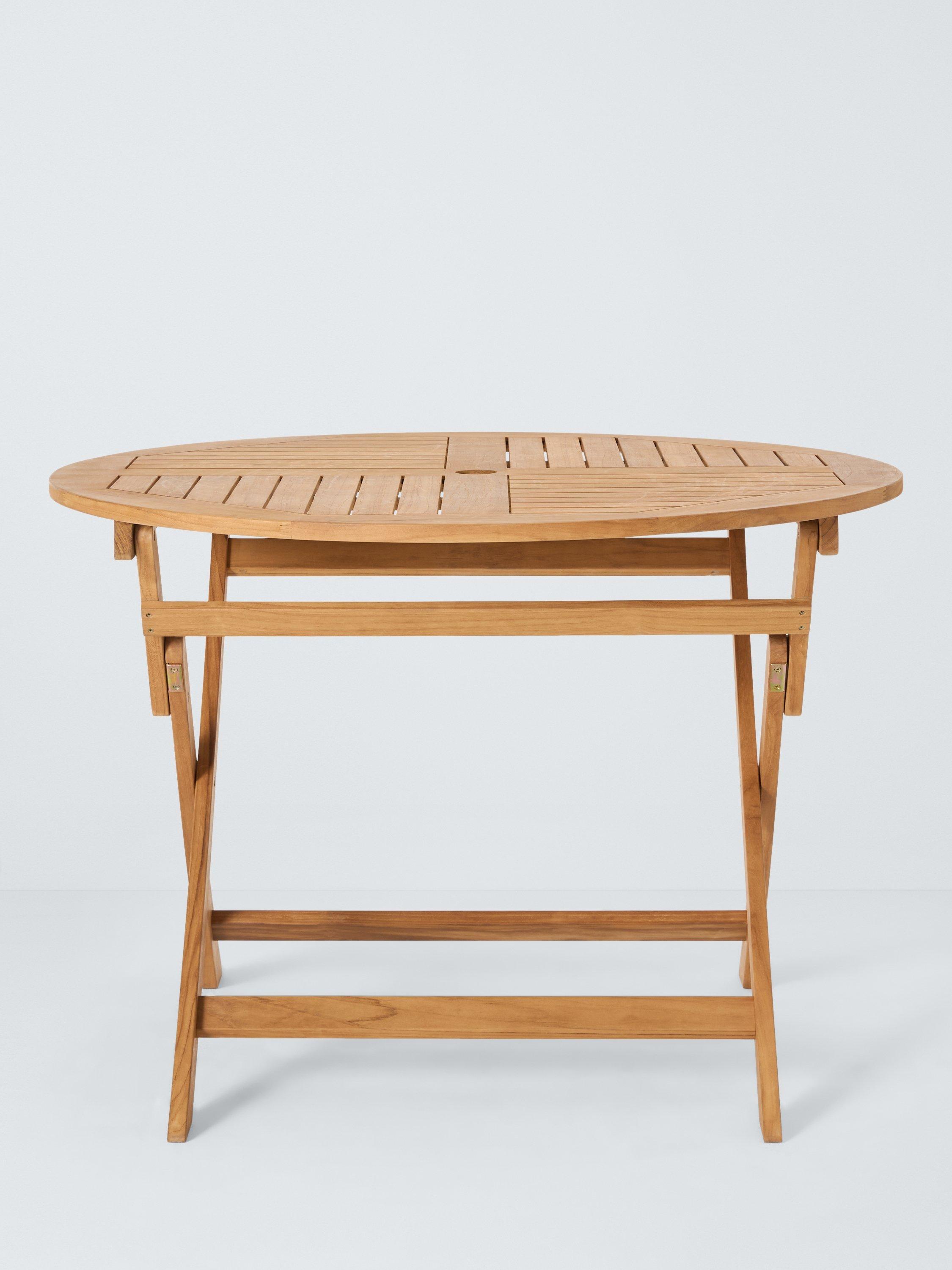 John Lewis Classic Teak Wood Folding Round Garden Dining Table, 110cm ...
