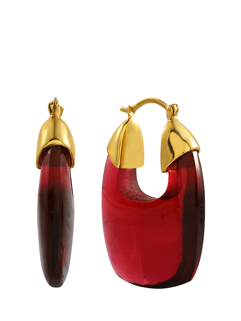 Shyla Rafelli Glass Drop Hoop Earrings, Gold/Pink