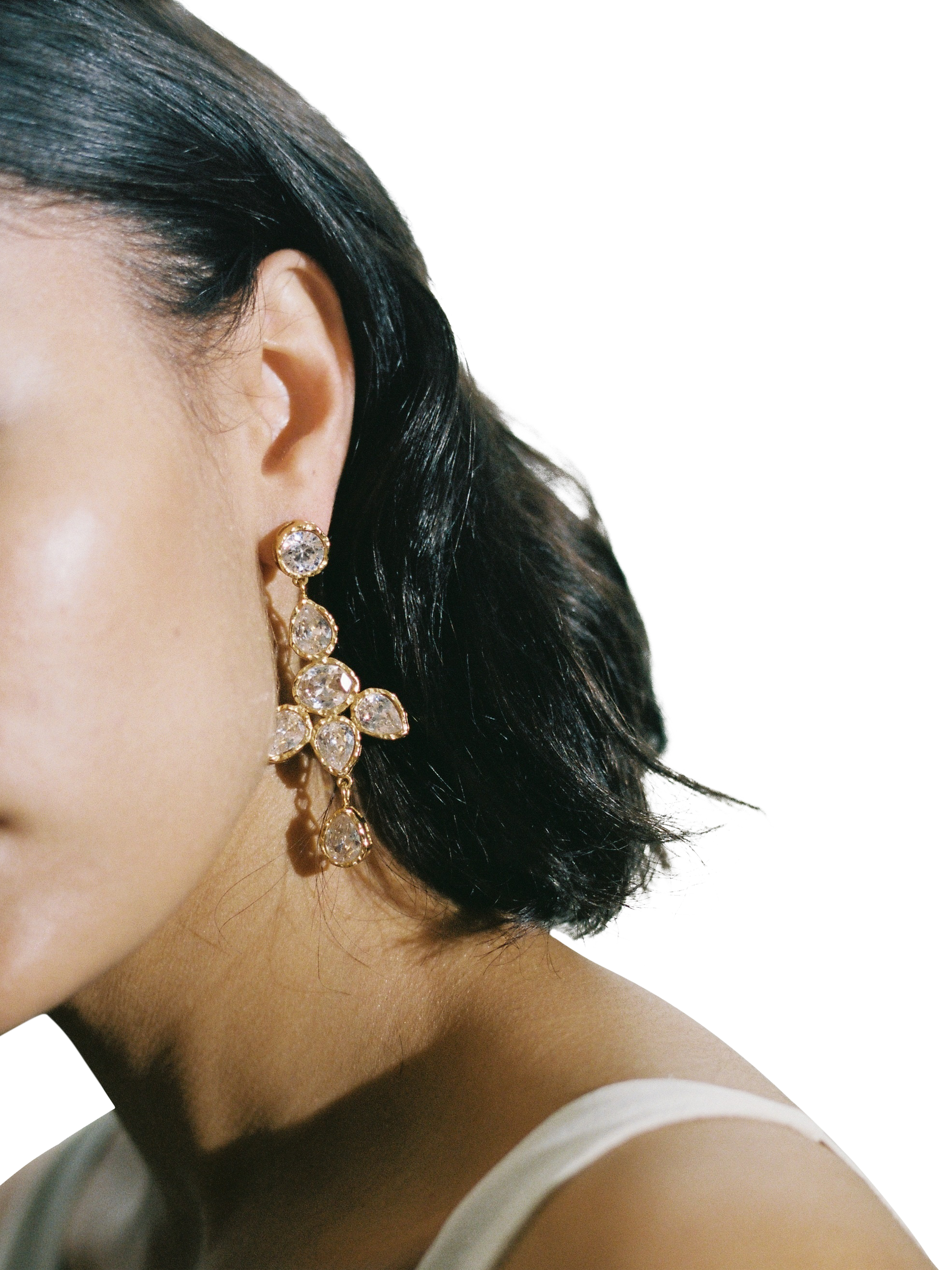 Shyla Serafina Oval Crystal Tiered Drop Earrings, Clear
