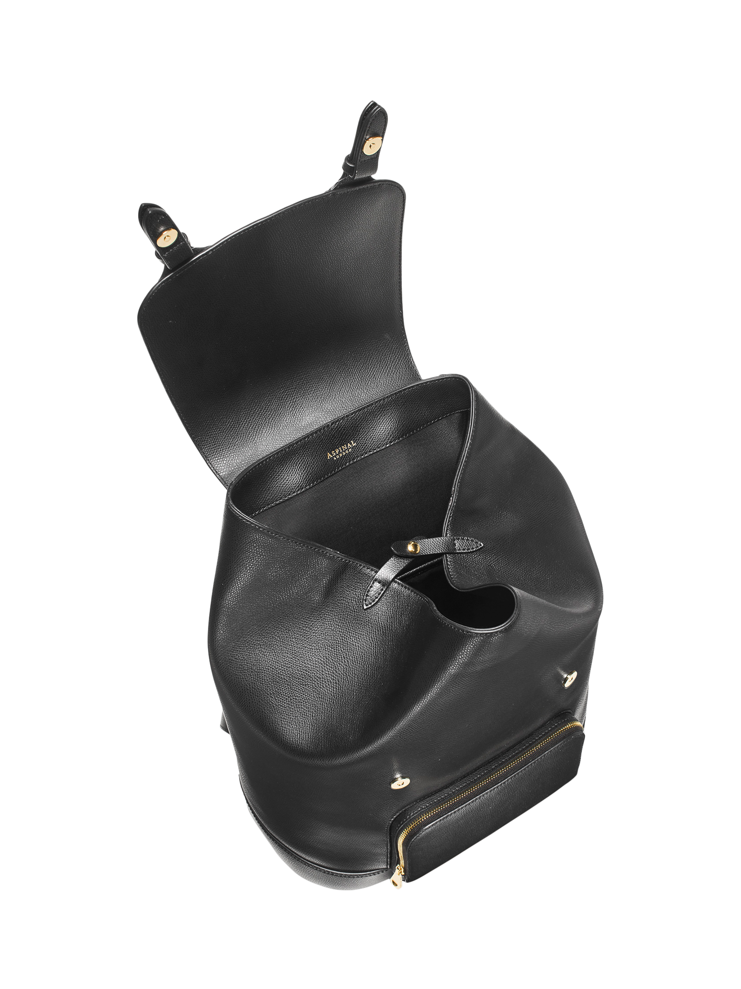 Aspinal of London Moleskin Soft Saffiano Leather Backpack, Black