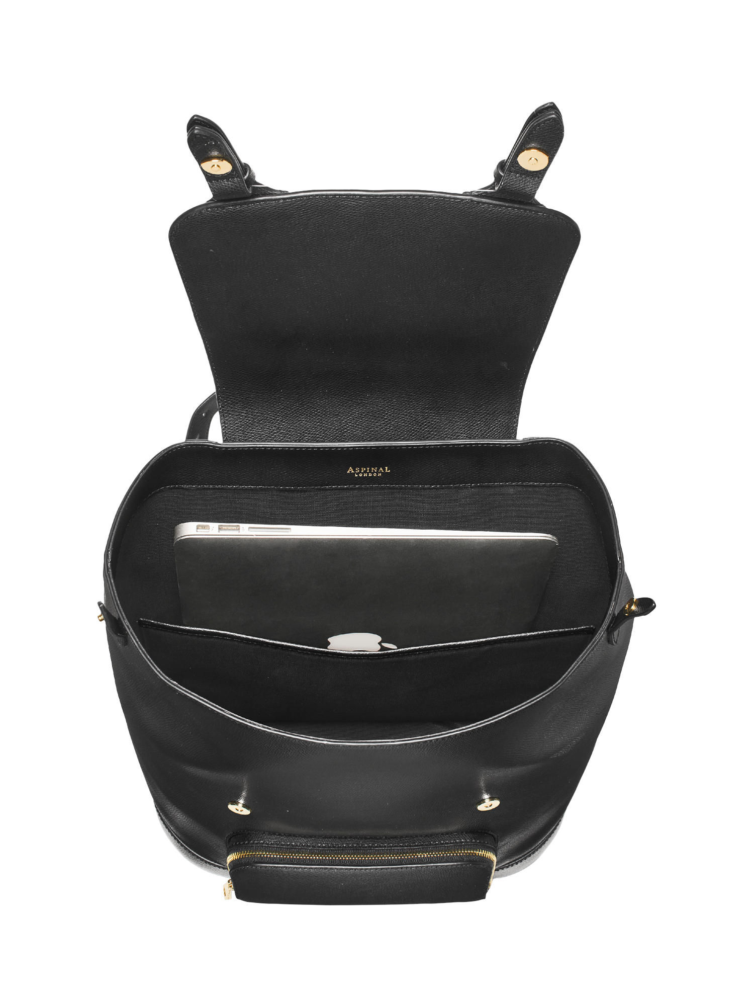 Aspinal of London Moleskin Soft Saffiano Leather Backpack, Black