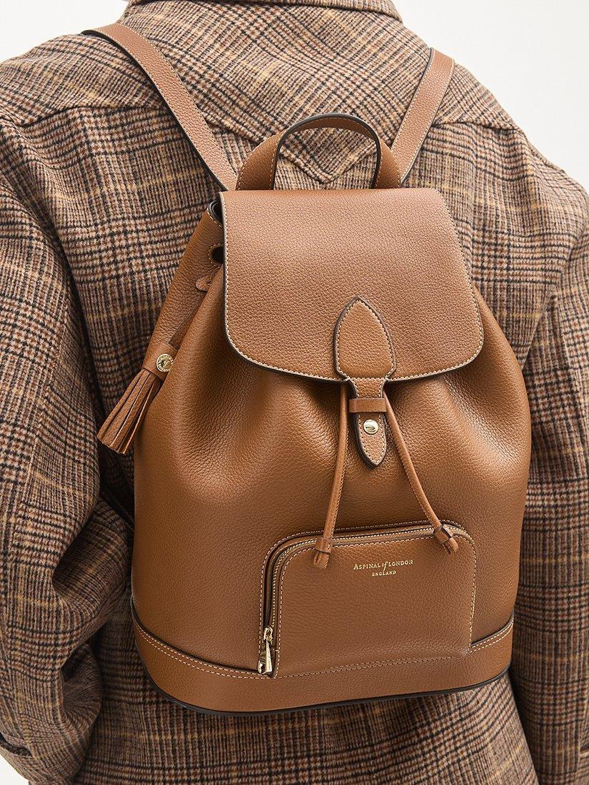 Aspinal of London Hudson Leather Small Backpack, Black