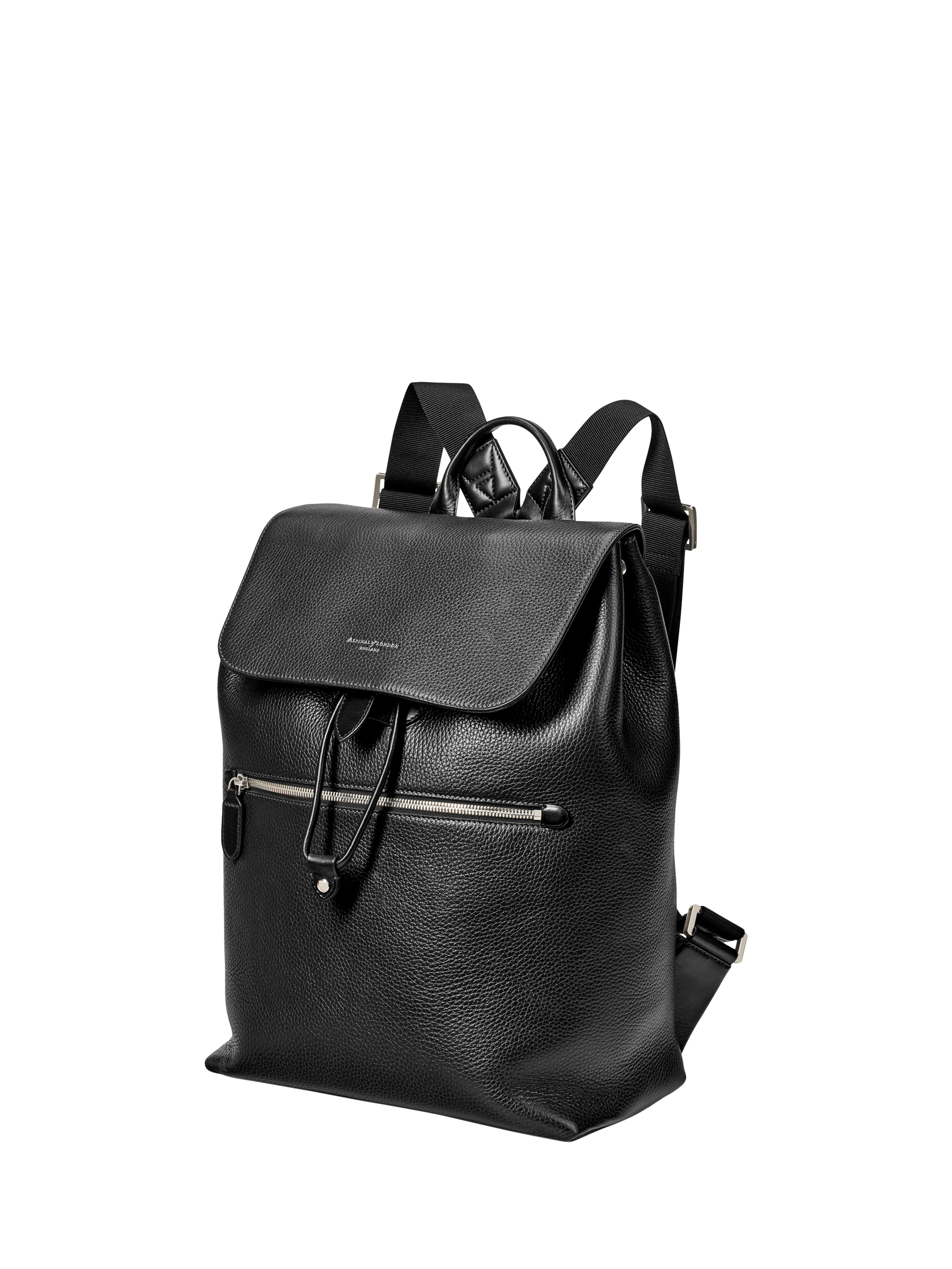 Aspinal of London Reporter Leather Backpack, Black