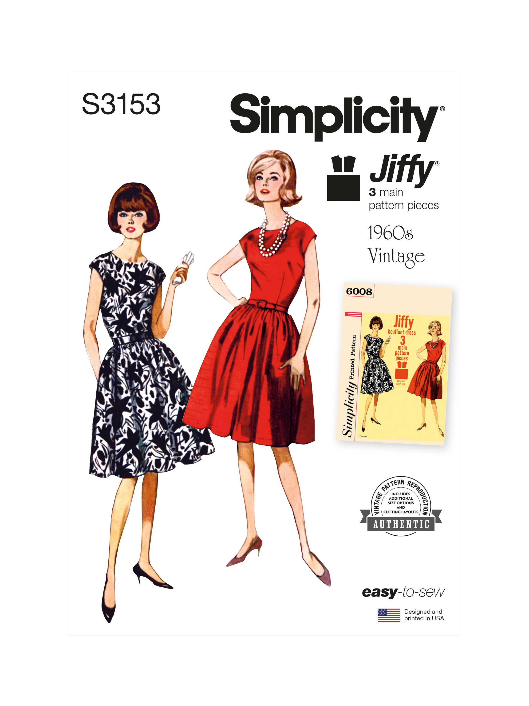 Simplicity Misses' 1960s Vintage One Piece Jiffy Dress Sewing Pattern ...