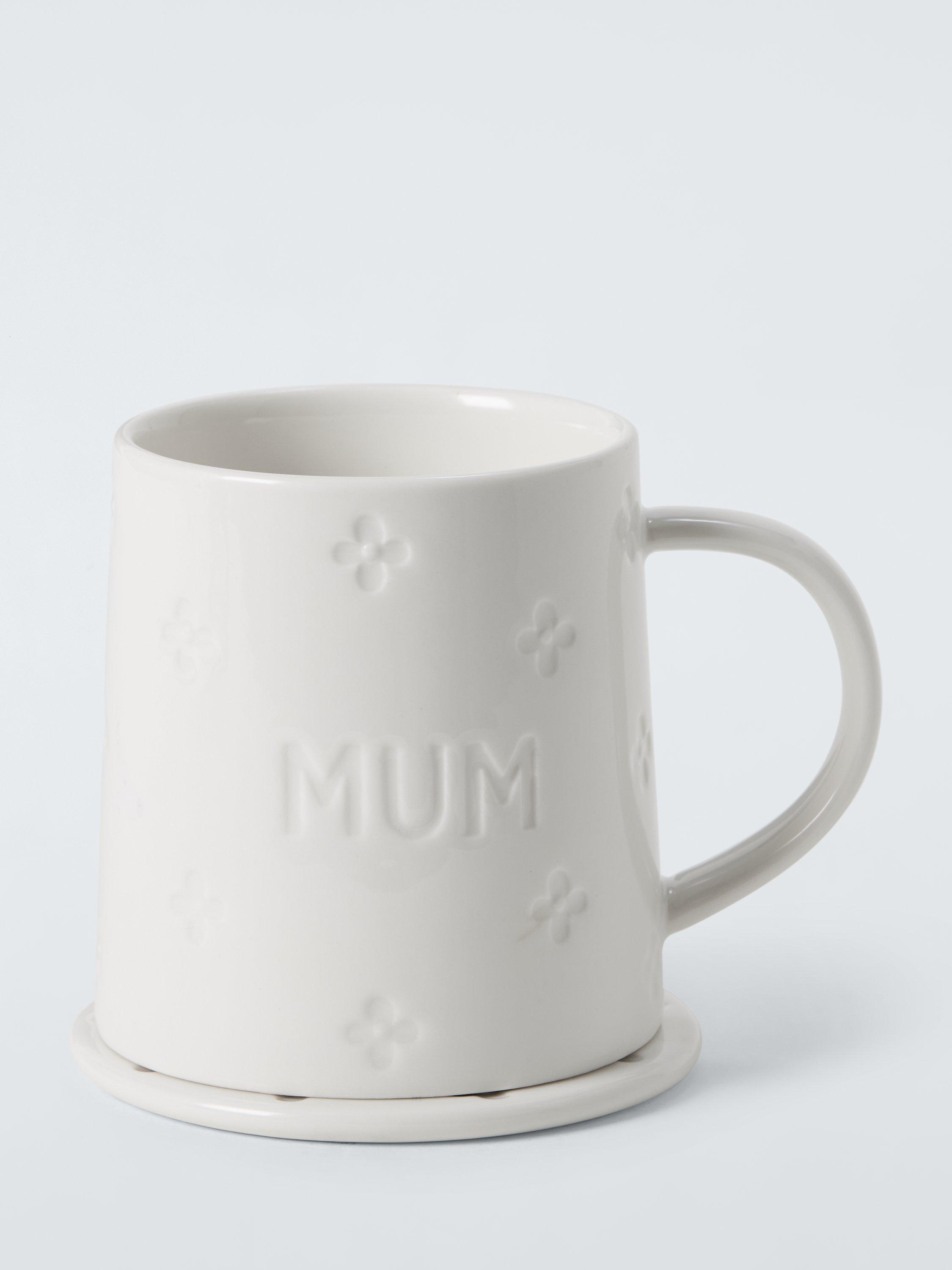 John Lewis Mum Fine China Mug & Coaster Set, 450ml, White