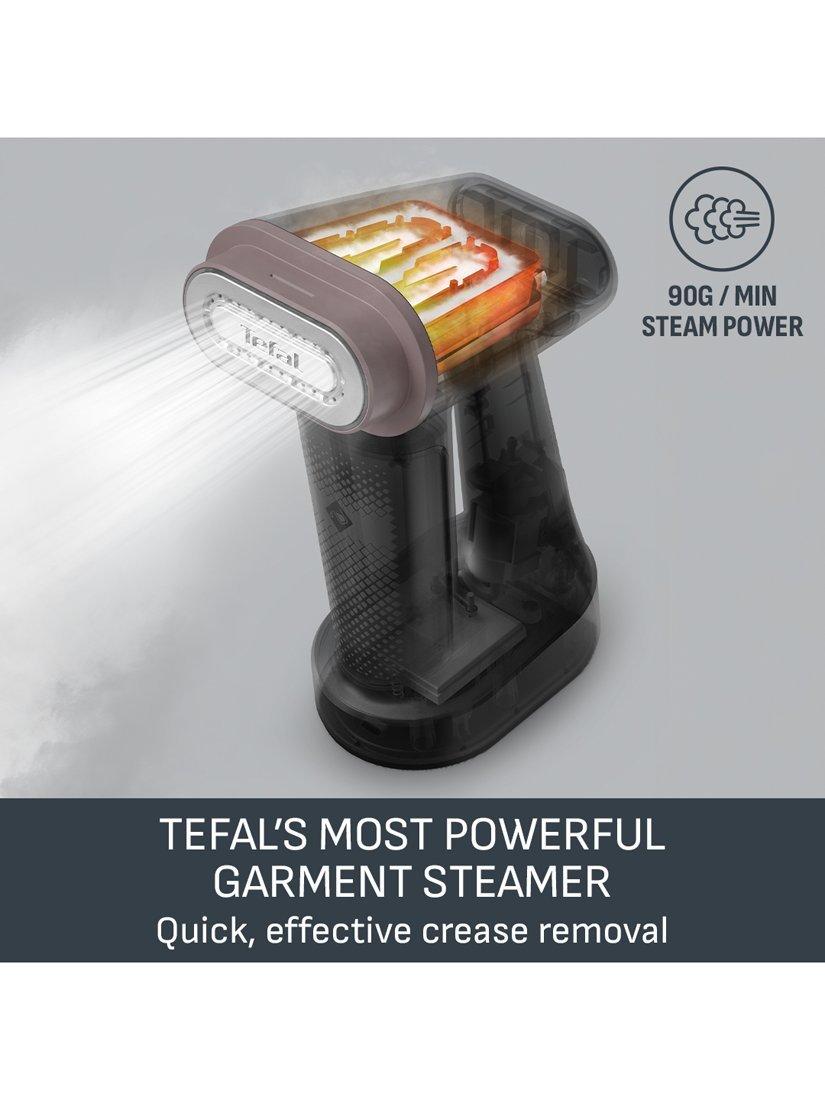 Tefal PureForce DT8765 Clothes Steamer, Pink Metal/Black