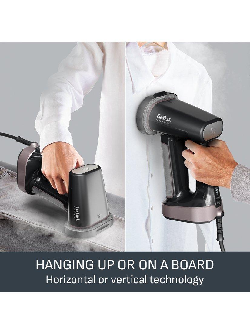 Tefal PureForce DT8765 Clothes Steamer, Pink Metal/Black