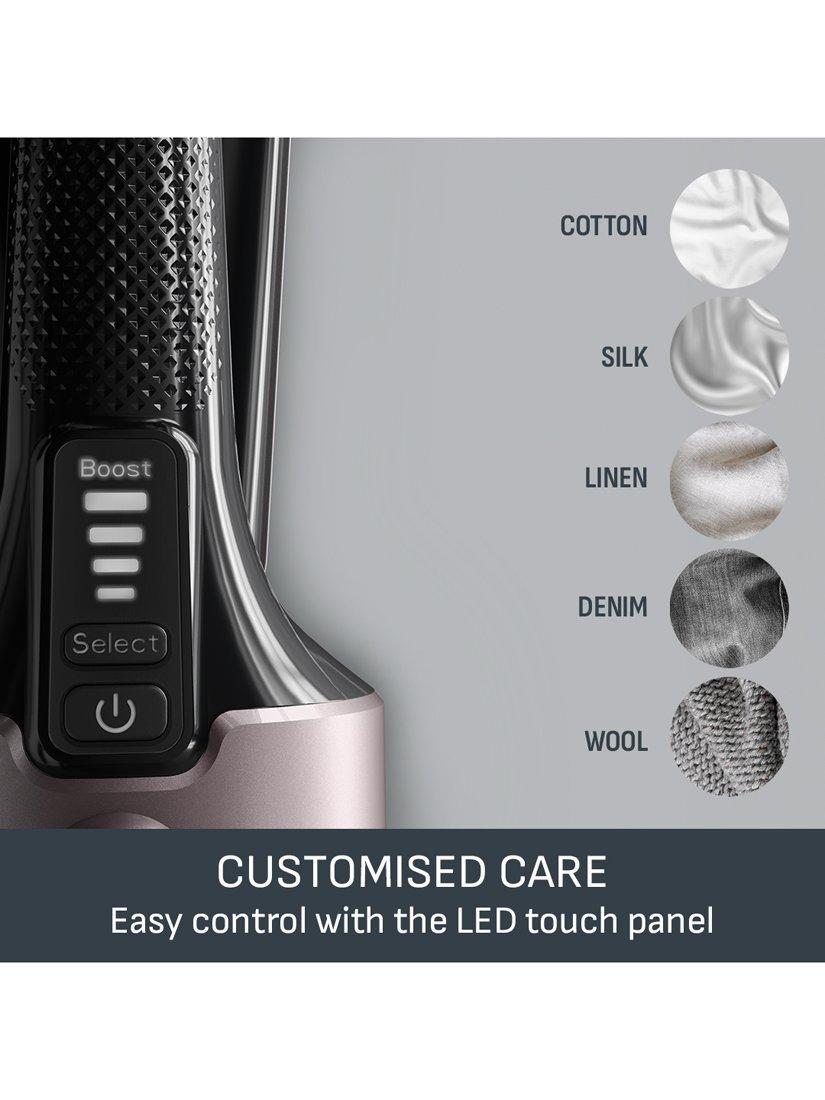 Tefal PureForce DT8765 Clothes Steamer, Pink Metal/Black
