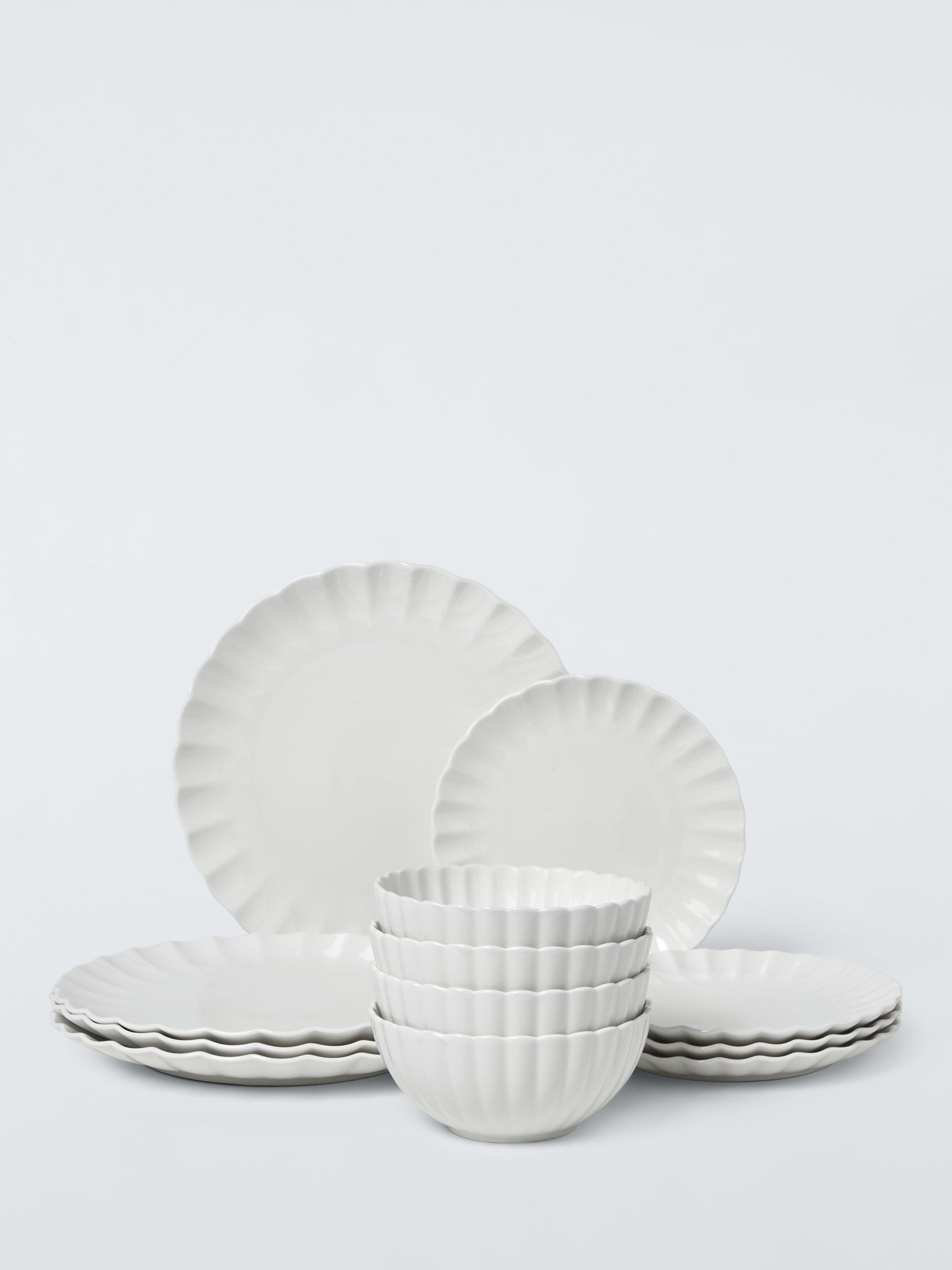 John Lewis Scalloped Fine China Dinnerware, 12 Piece, White