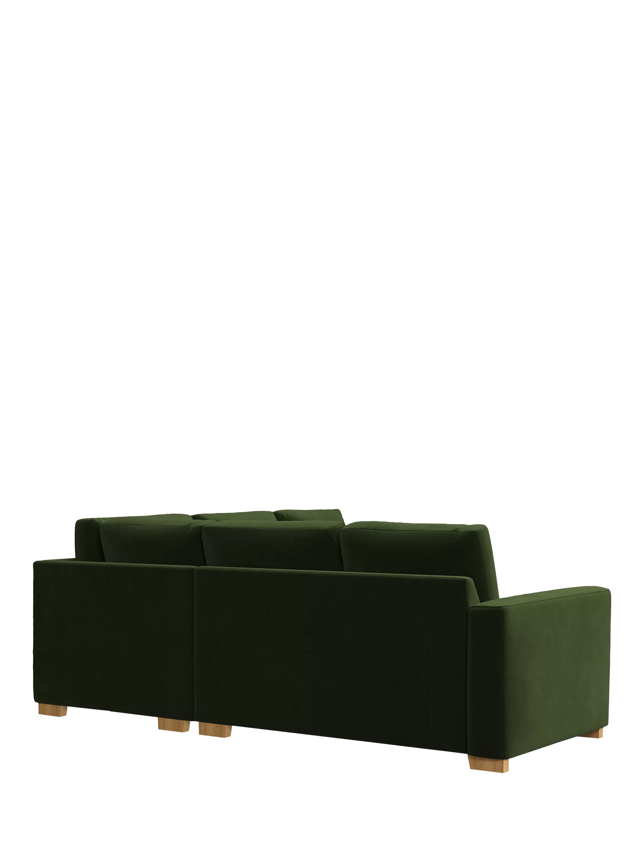 John Lewis Oliver II 5 Seater Corner Sofa, Light Leg, Plush Velvet Green