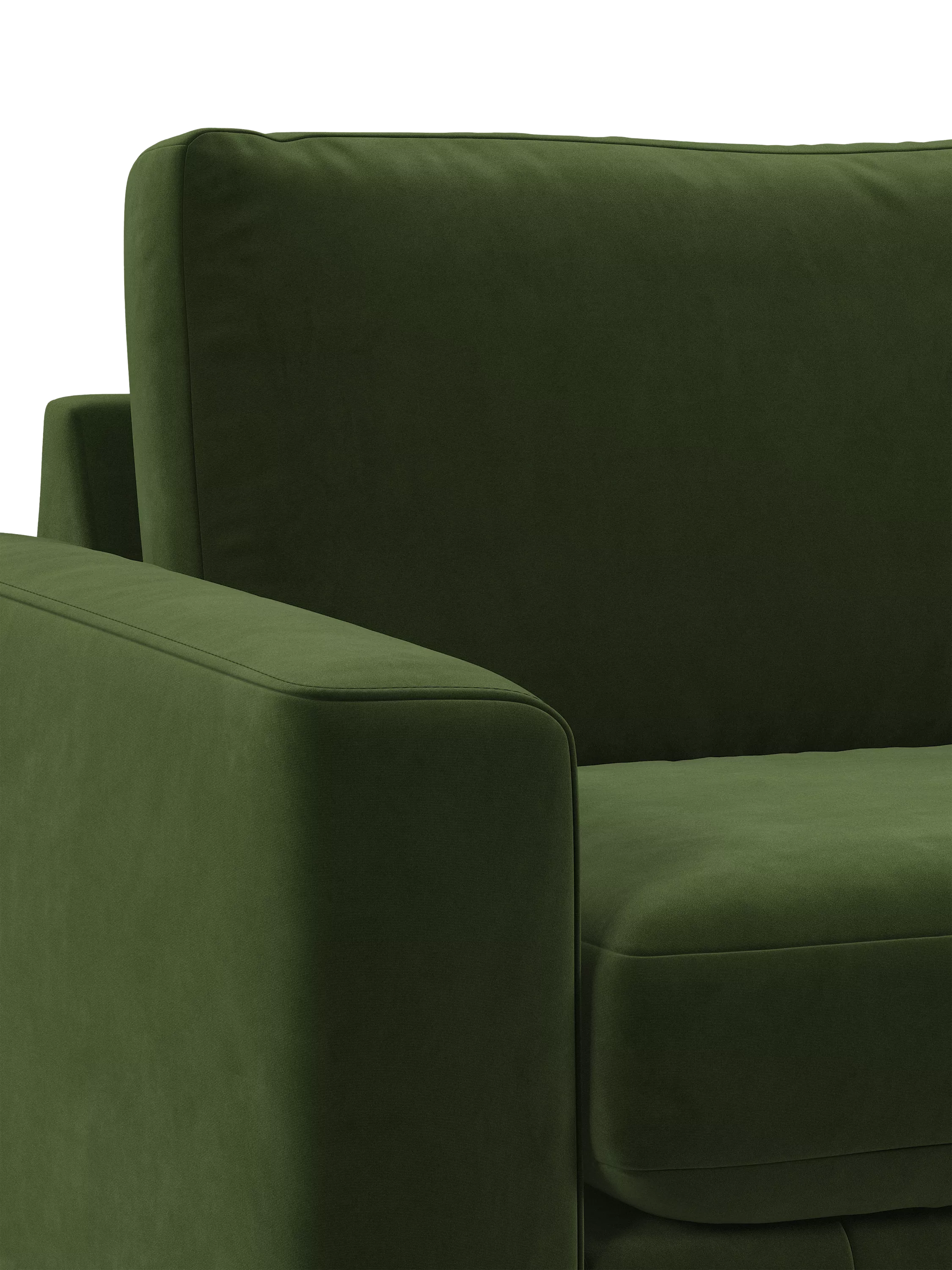 John Lewis Oliver II 5 Seater Corner Sofa, Light Leg, Plush Velvet Green
