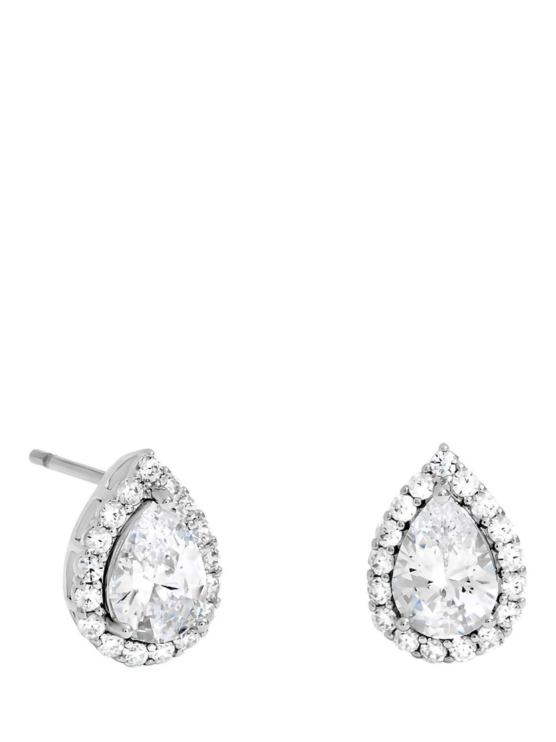 Jon Richard Pear Halo Stud Earrings, Silver