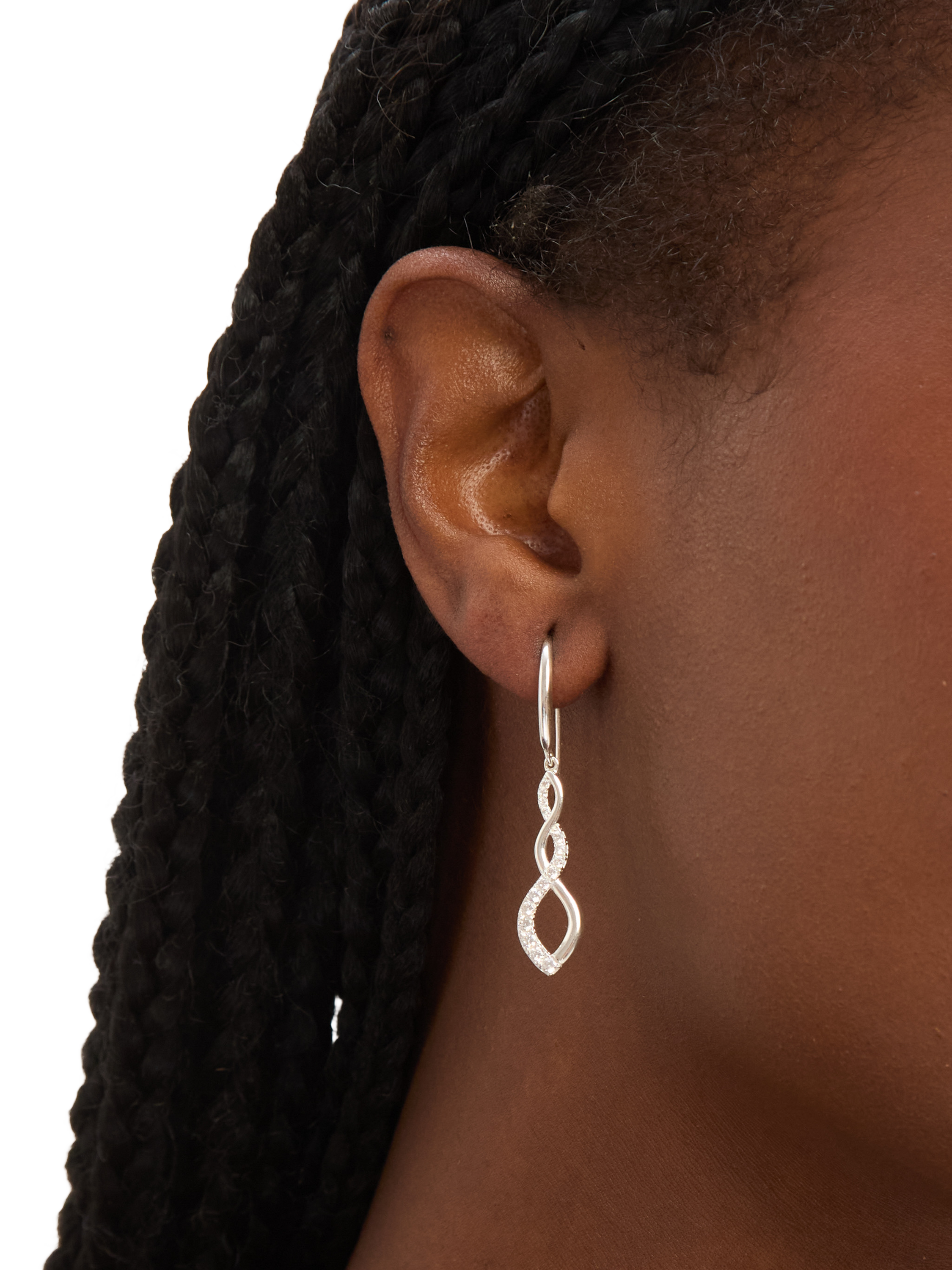 Simply Silver Cubic Zirconia Infinity Fish Hook Drop Earrings, Silver