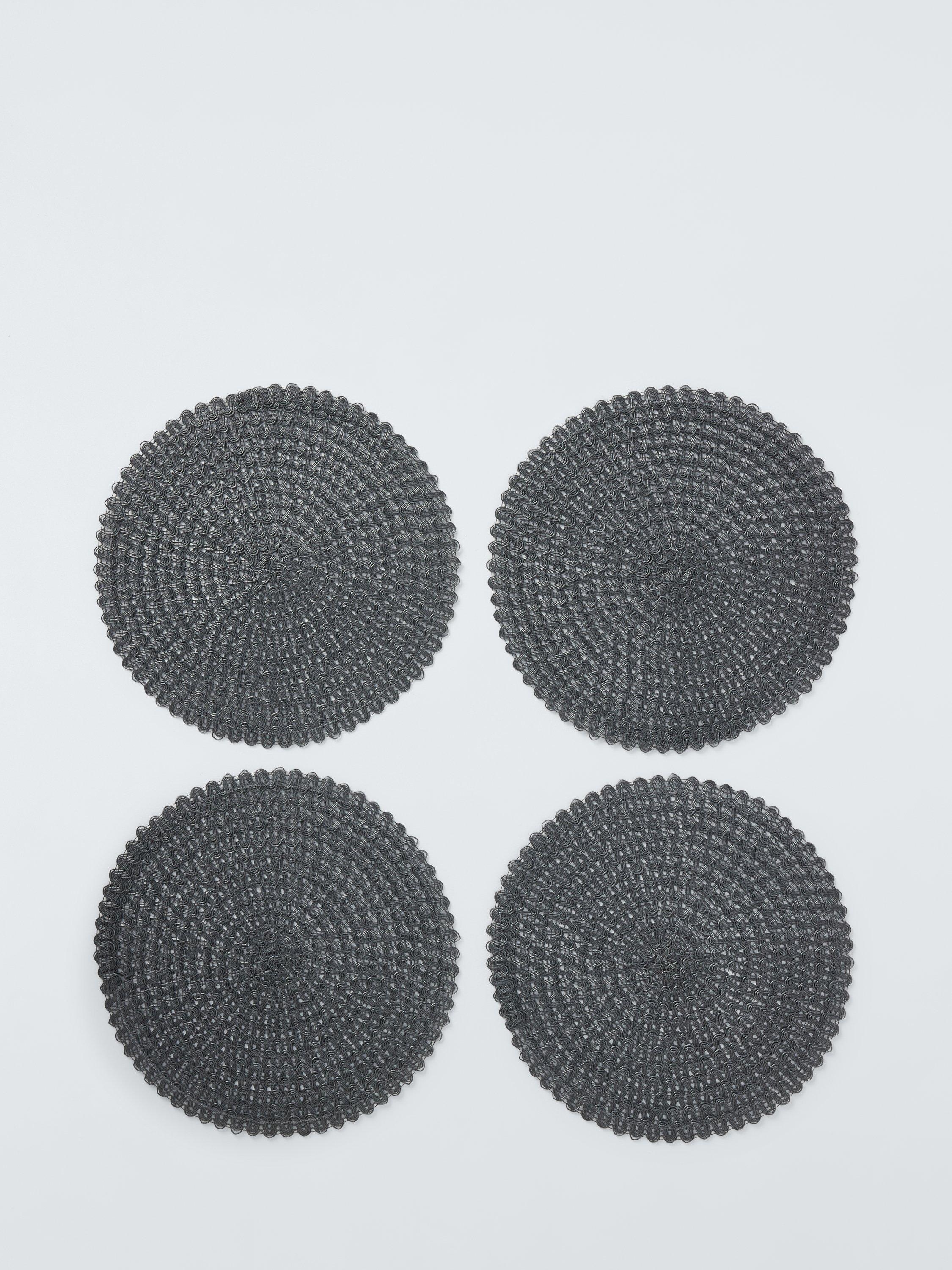 John Lewis Round Braided Scallop Edge Placemats, Set of 4, Steel Grey