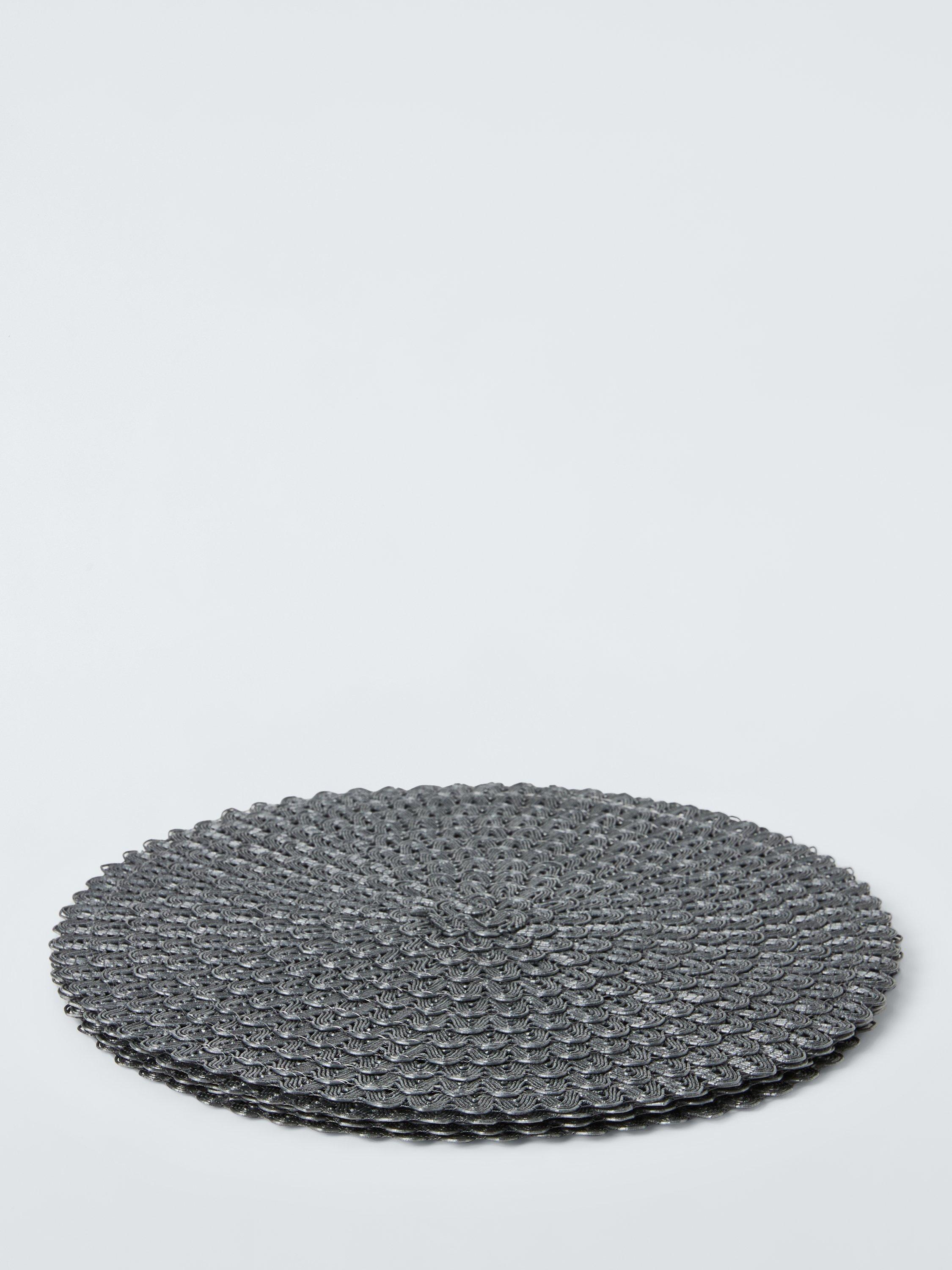 John Lewis Round Braided Scallop Edge Placemats, Set of 4, Steel Grey
