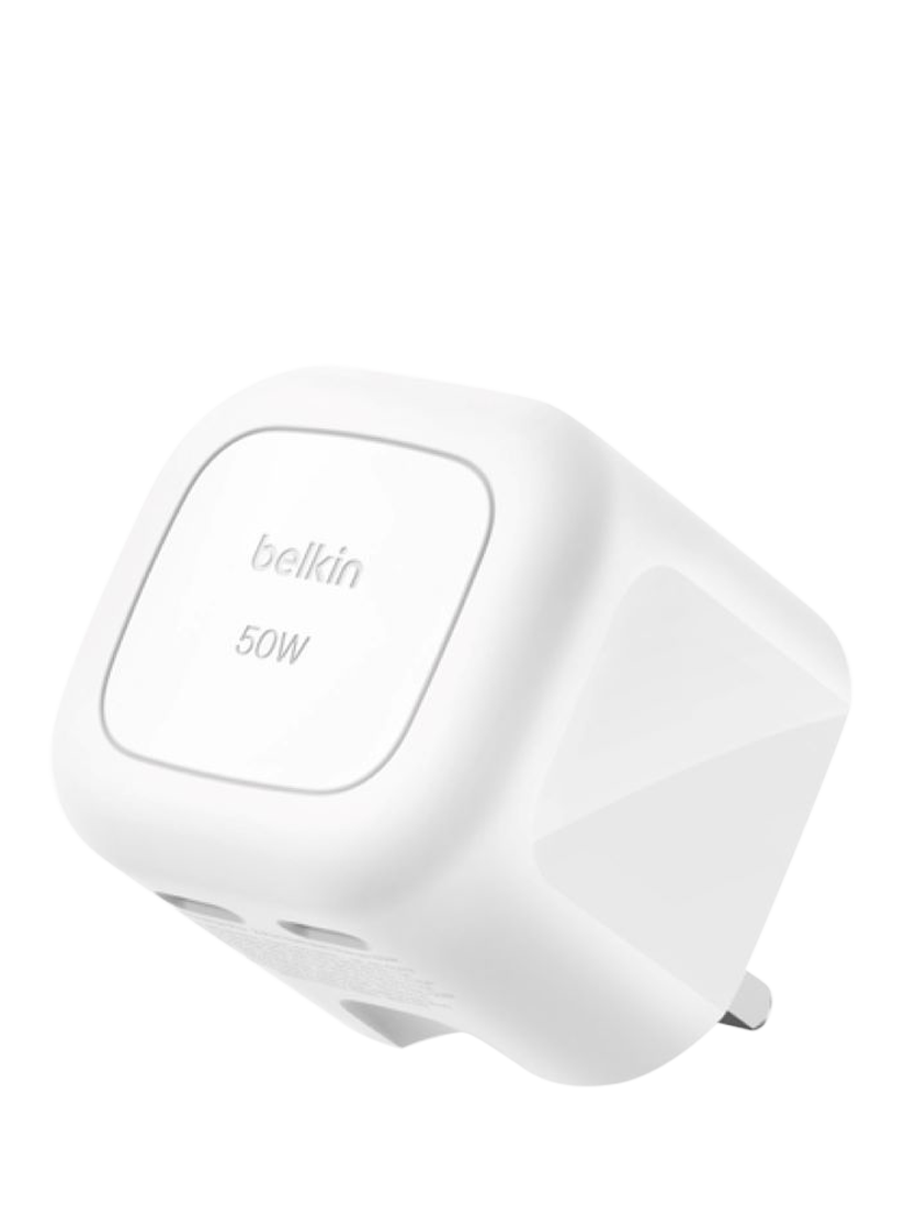 Belkin BoostCharge Pro Dual USB-C Wall Charger, 50W, White