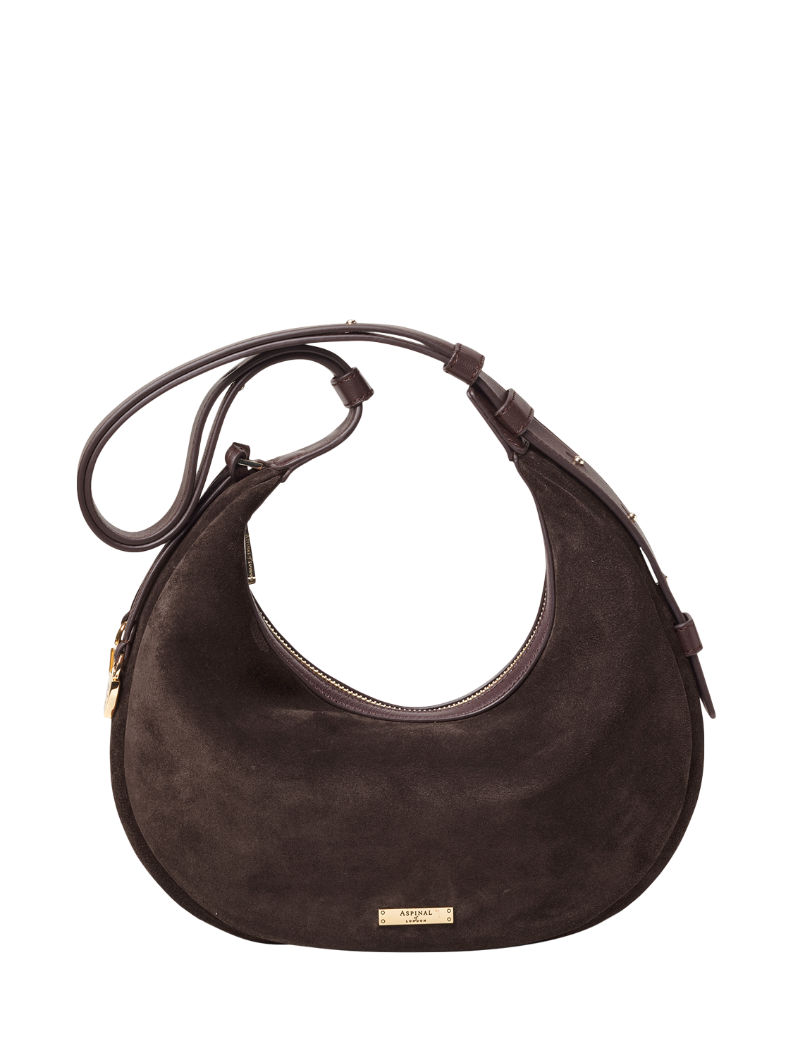 Aspinal of London Hudson Crescent Suede Shoulder Bag