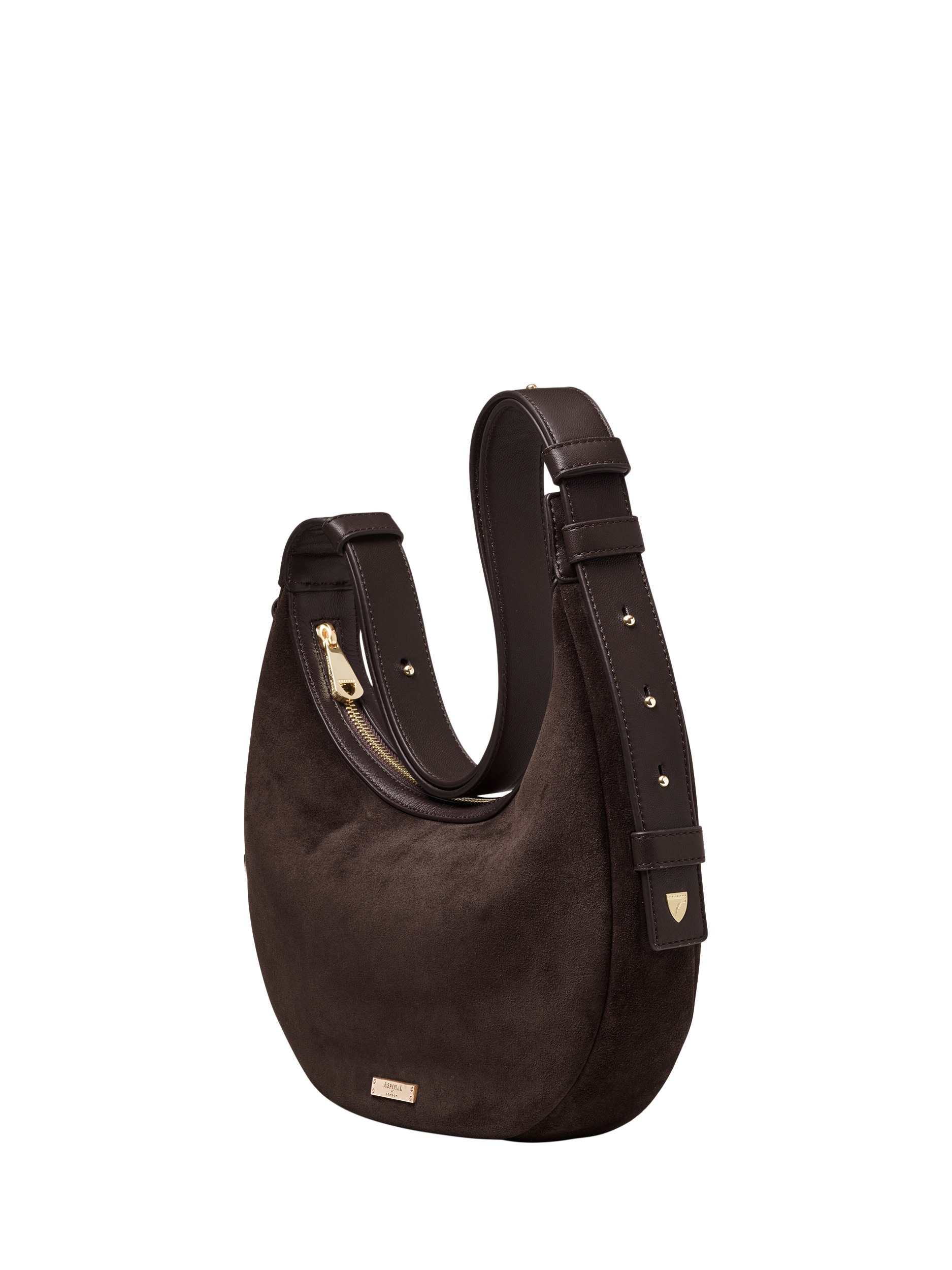 Aspinal of London Hudson Crescent Suede Shoulder Bag