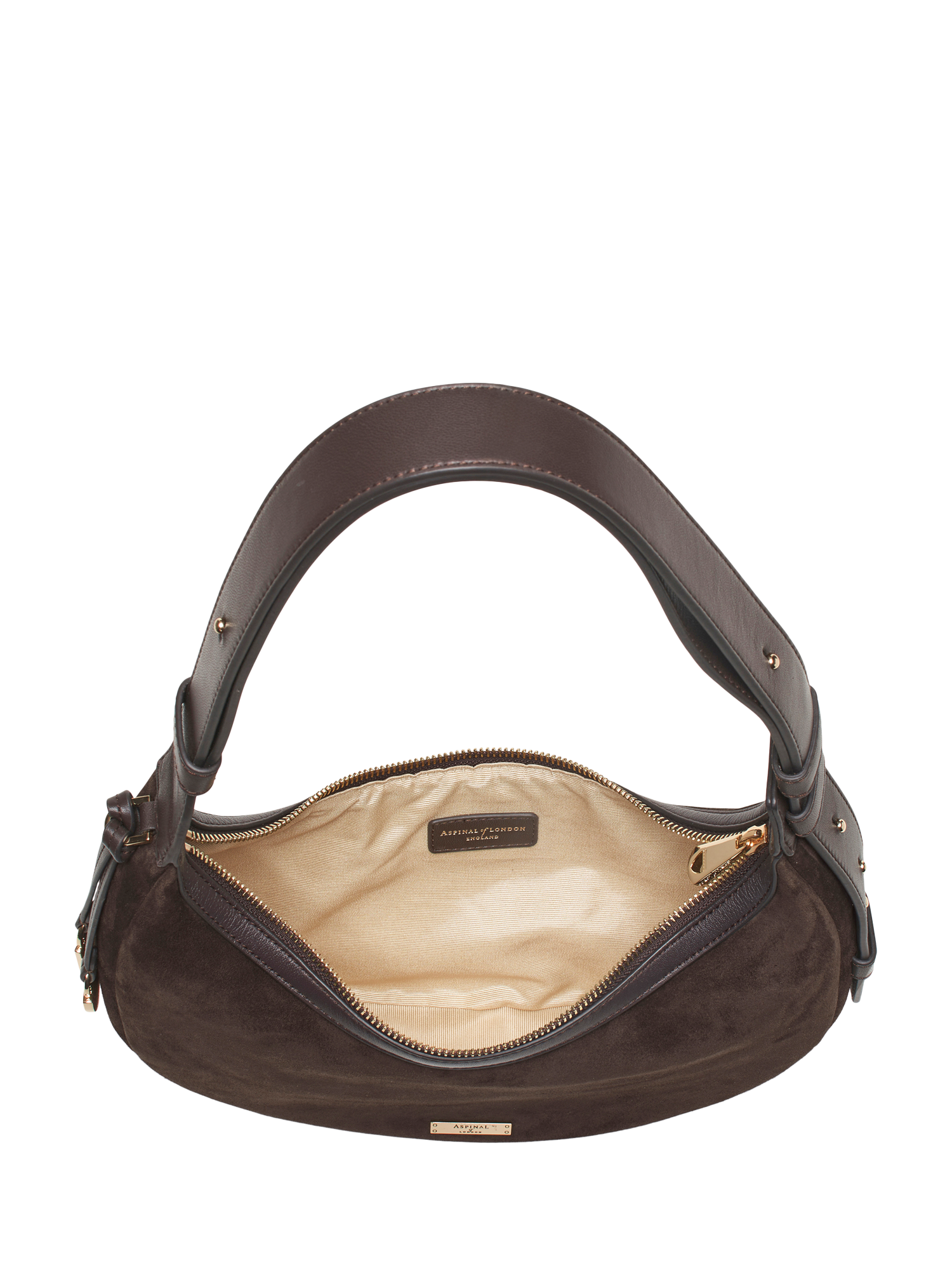 Aspinal of London Hudson Crescent Suede Shoulder Bag